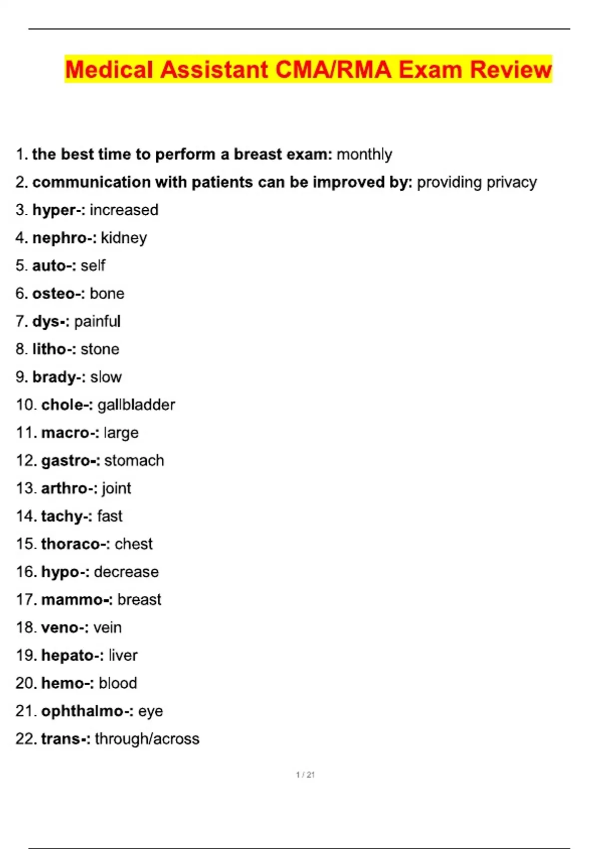 Medical Assistant CMA-RMA Exam Review (Latest 2025 / 2026 Update ...