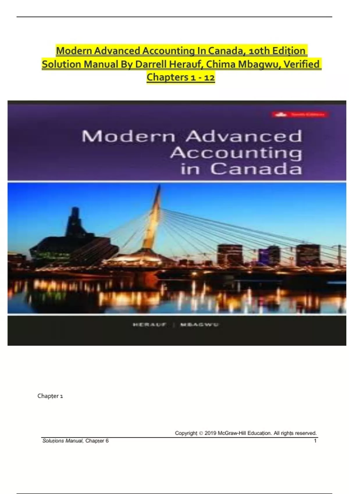 Modern Advanced Accounting In Canada, 10th Edition Solution Manual By ...