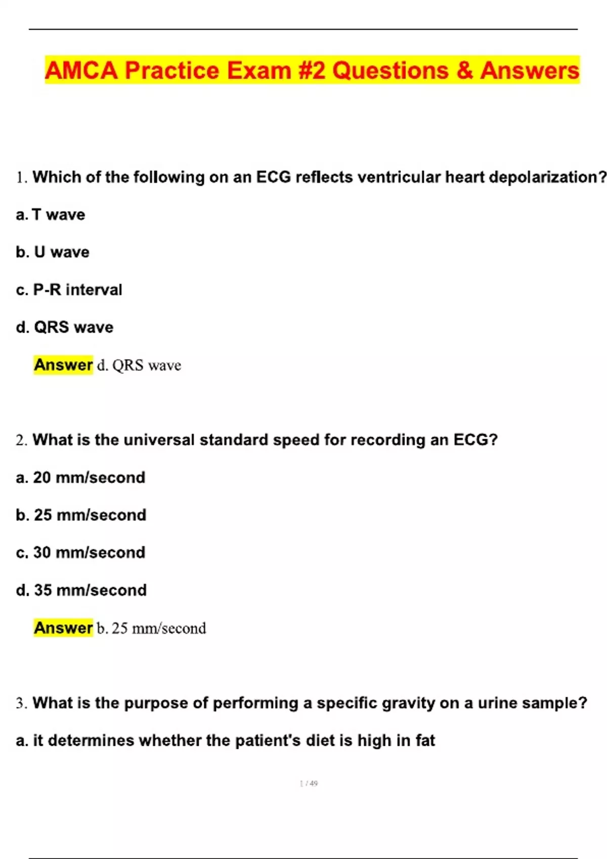 AMCA Practice Exam 2 (Latest 2025 / 2026 Update) Questions and Verified ...