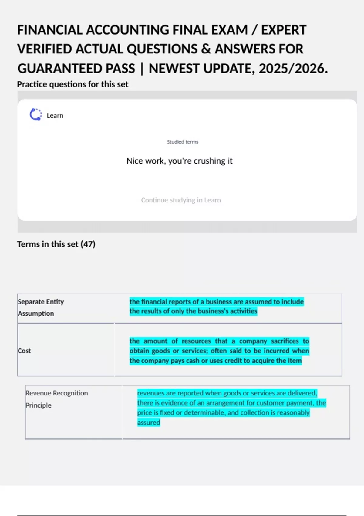 FINANCIAL ACCOUNTING FINAL EXAM / EXPERT VERIFIED ACTUAL QUESTIONS ...