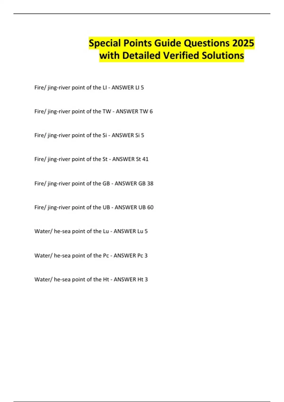 Special Points Guide Questions 2025 with Detailed Verified Solutions ...