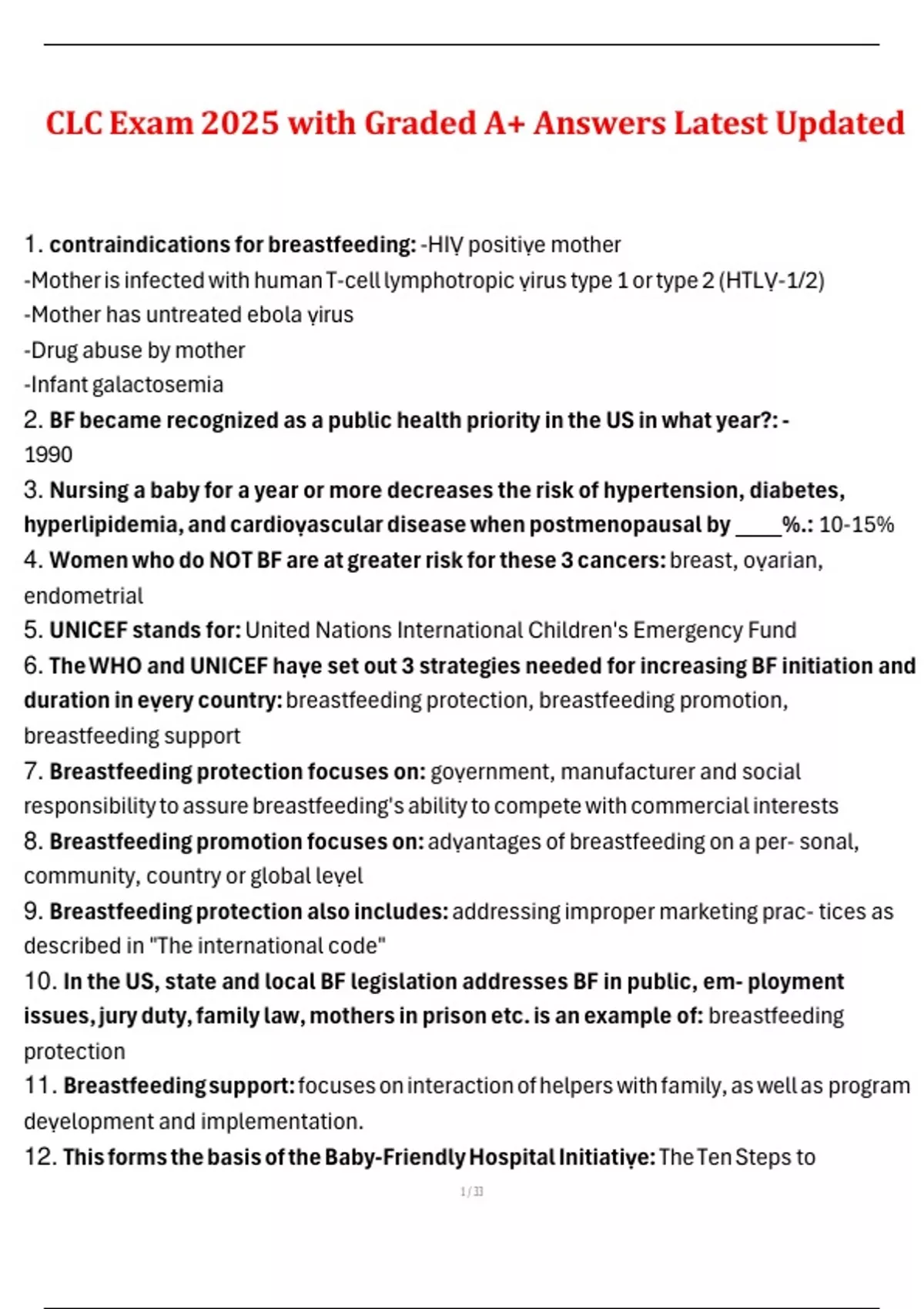 CLC Exam 2025 with Graded A+ Answers Latest Updated - CLC - Stuvia US