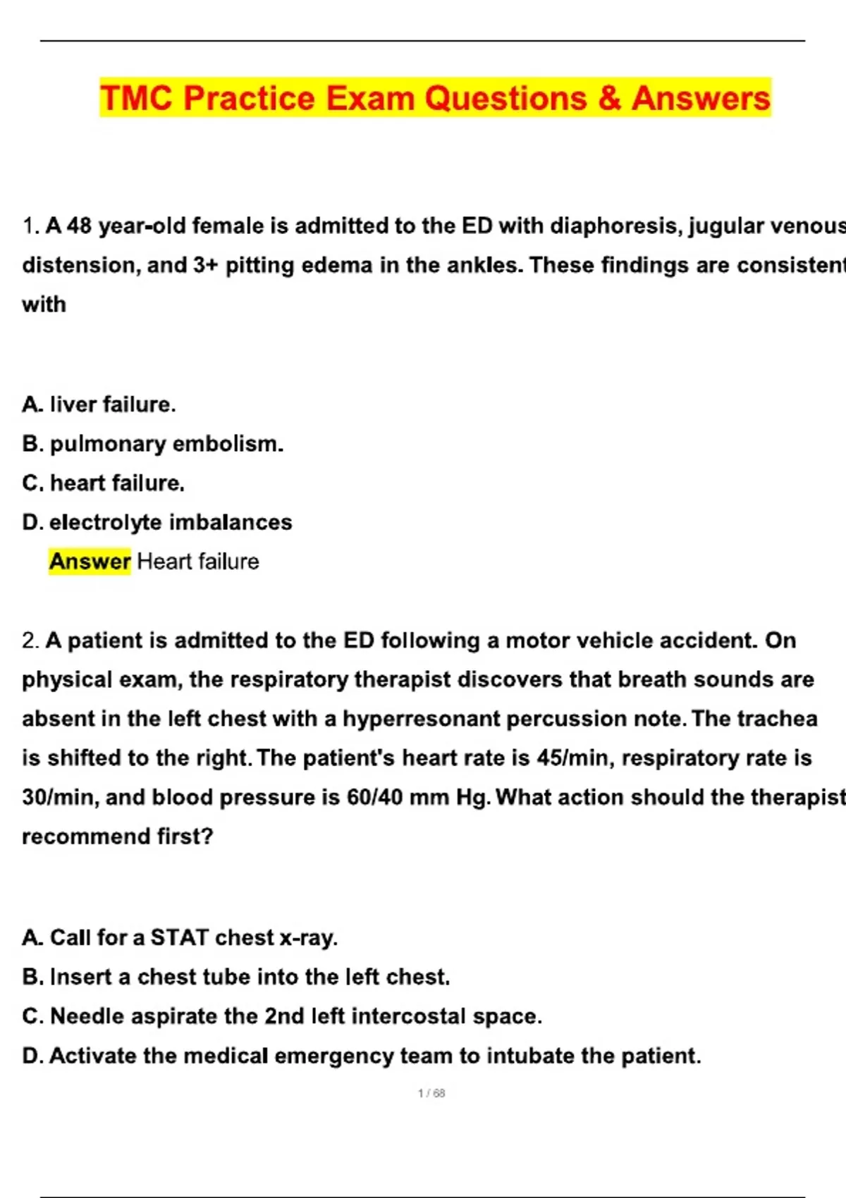 TMC Practice Exam (Latest 2025 / 2026 Update) Questions and Verified ...