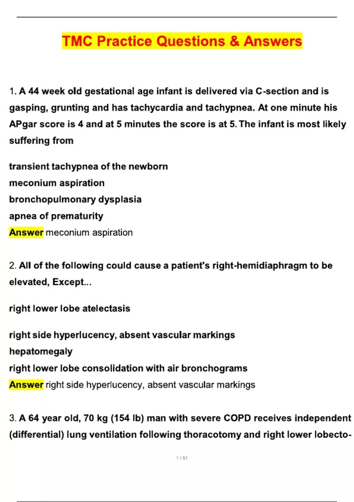 TMC Practice Questions Exam (Latest 2025 / 2026 Update) Questions and ...