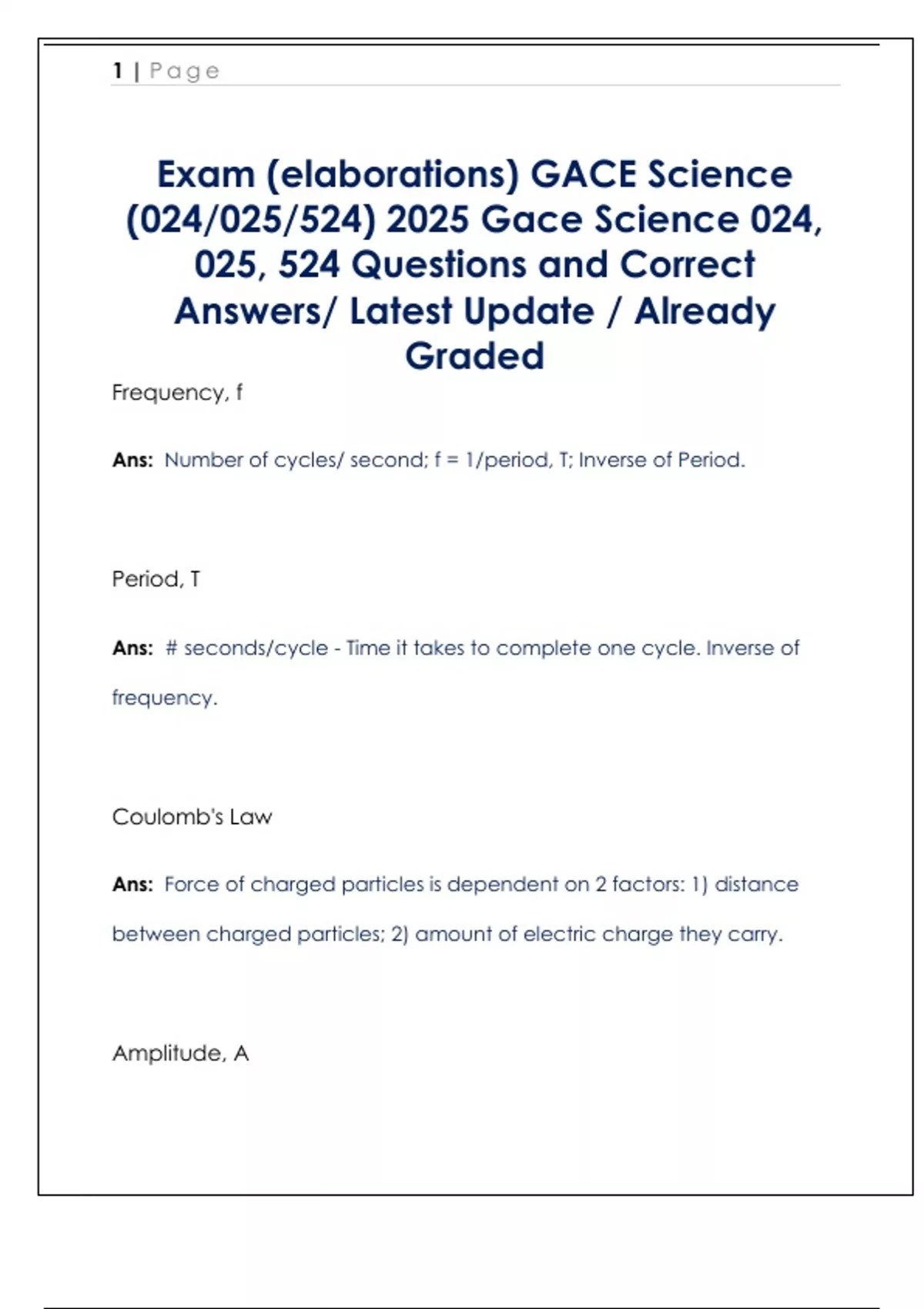 Exam (elaborations) GACE Science (024/025/524) 2025 Gace Science 024 ...