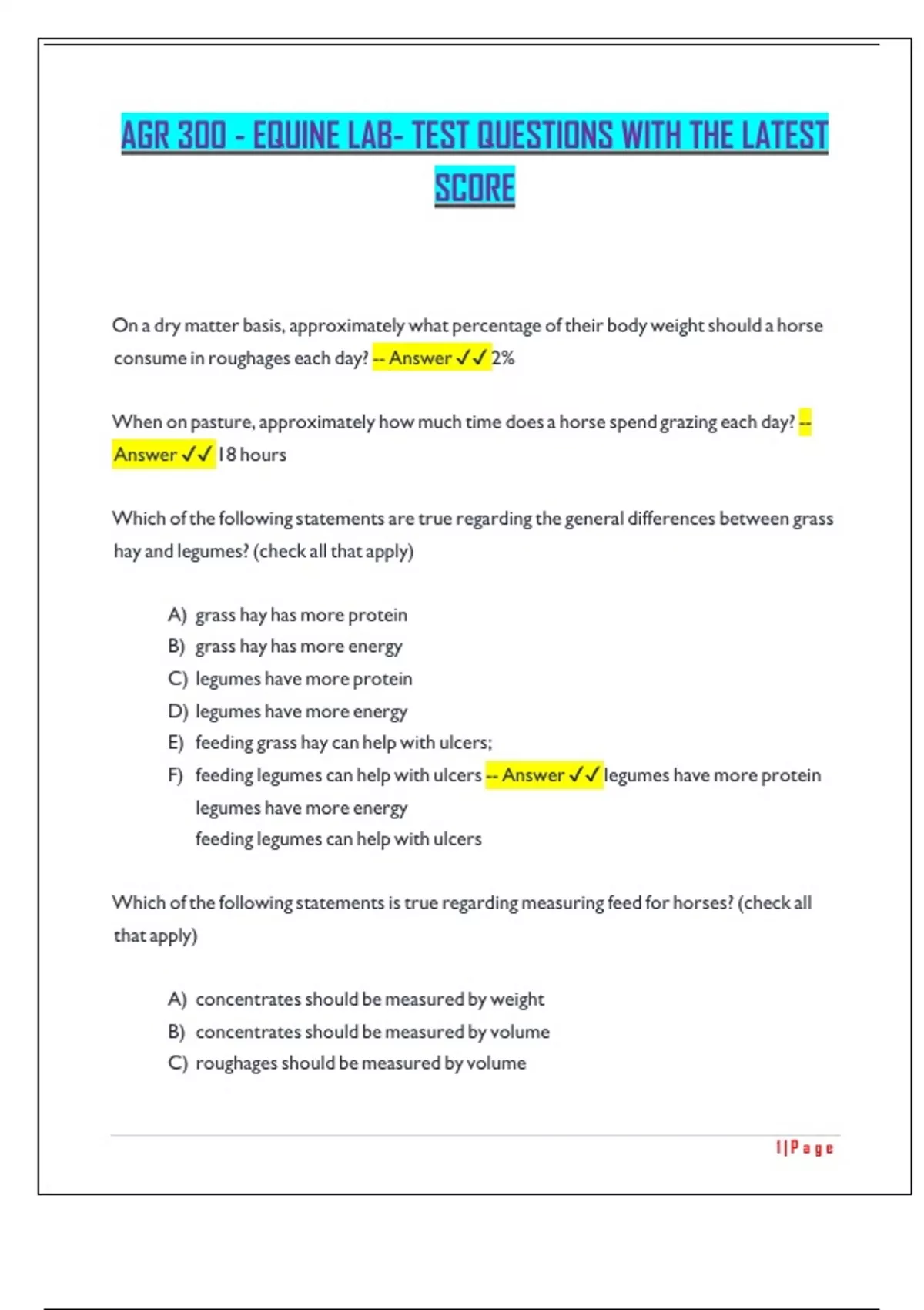 AGR 300 BUNDLED EXAMS 2025 - Stuvia US