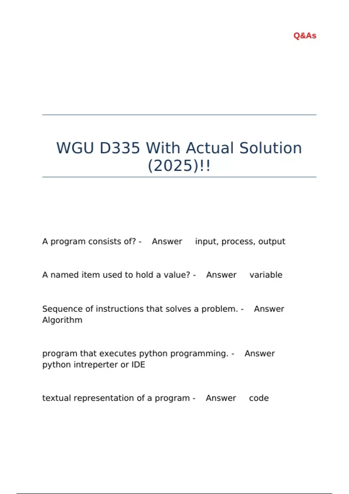 WGU D335 With Actual Solution (2025)!! - D355 - Stuvia US