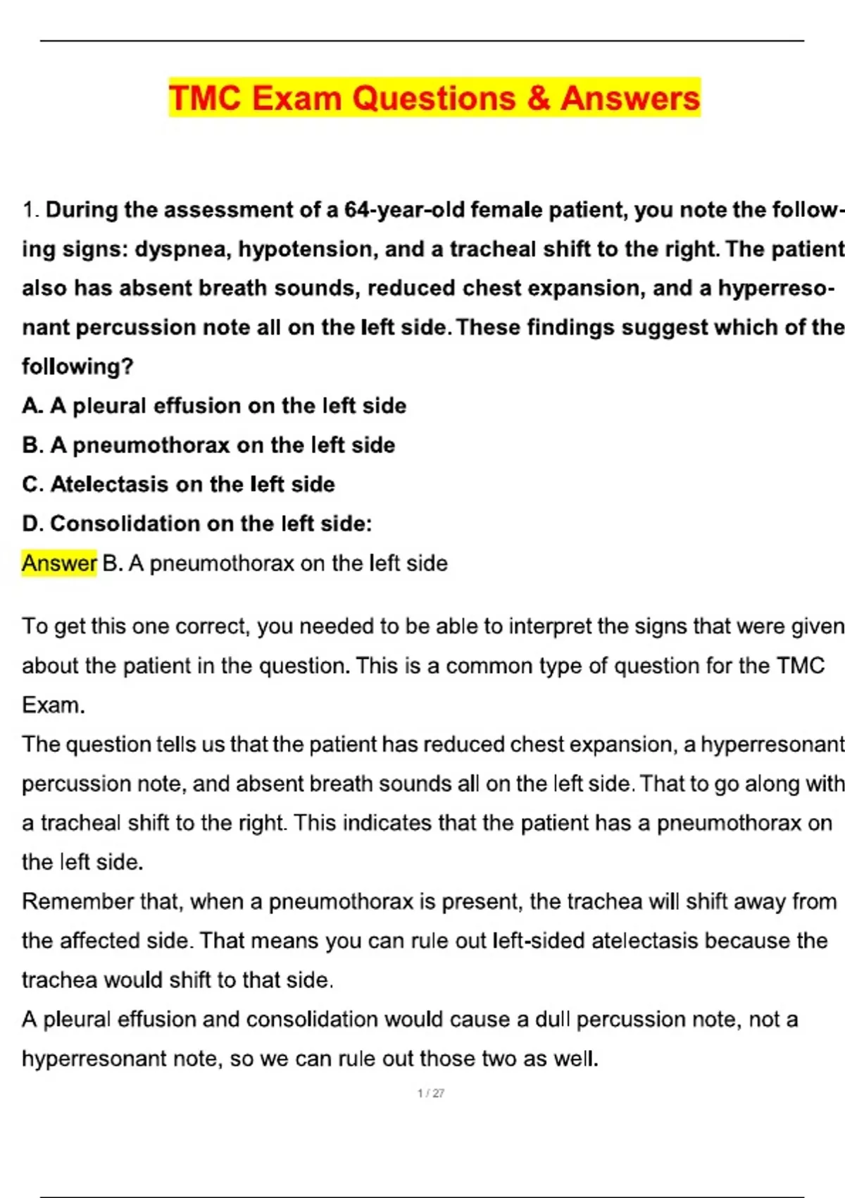 TMC Actual Exam (Latest 2025 / 2026 Update) Questions and Verified ...
