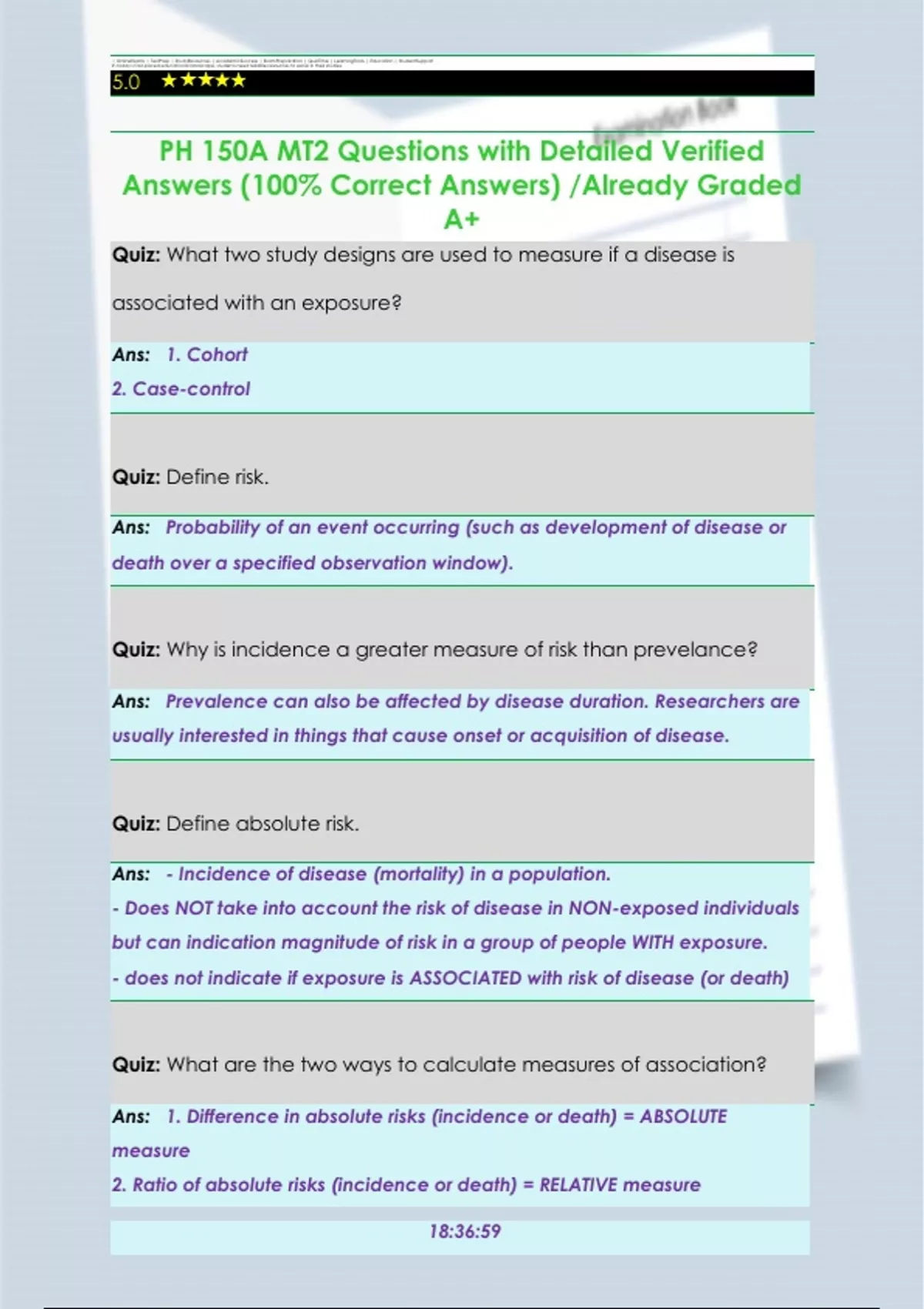 PH 150A MT2 Questions with Detailed Verified Answers (100% Correct Answers) /Already Graded A ...