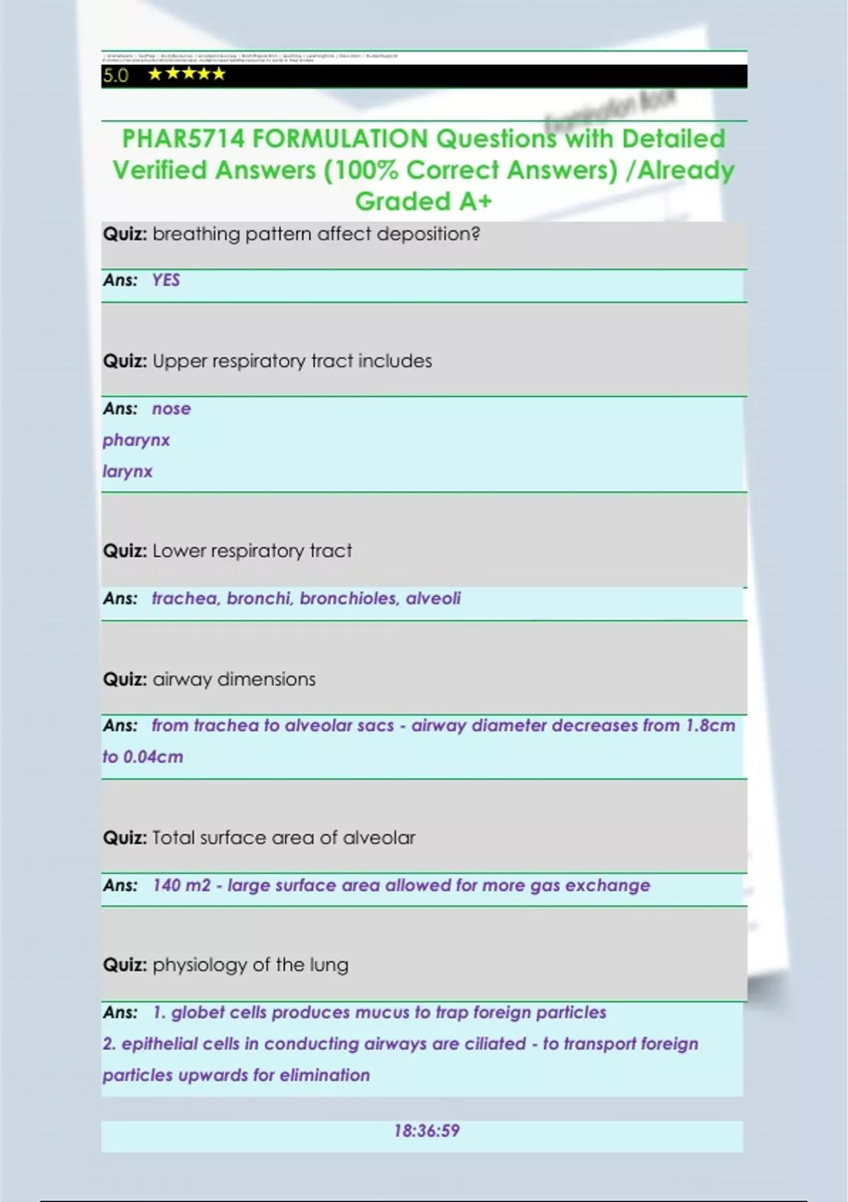 PHAR5714 FORMULATION Questions with Detailed Verified Answers (100% Correct Answers) /Already ...