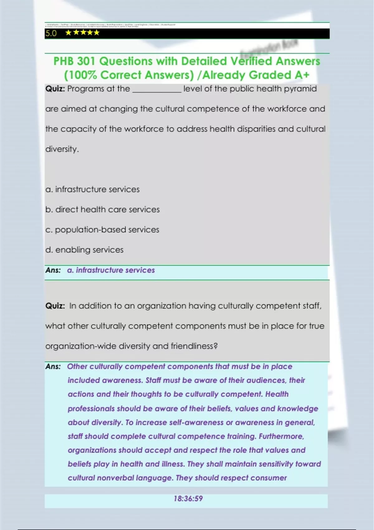 PHB 301 Questions with Detailed Verified Answers (100% Correct Answers) /Already Graded A+ - PHB ...