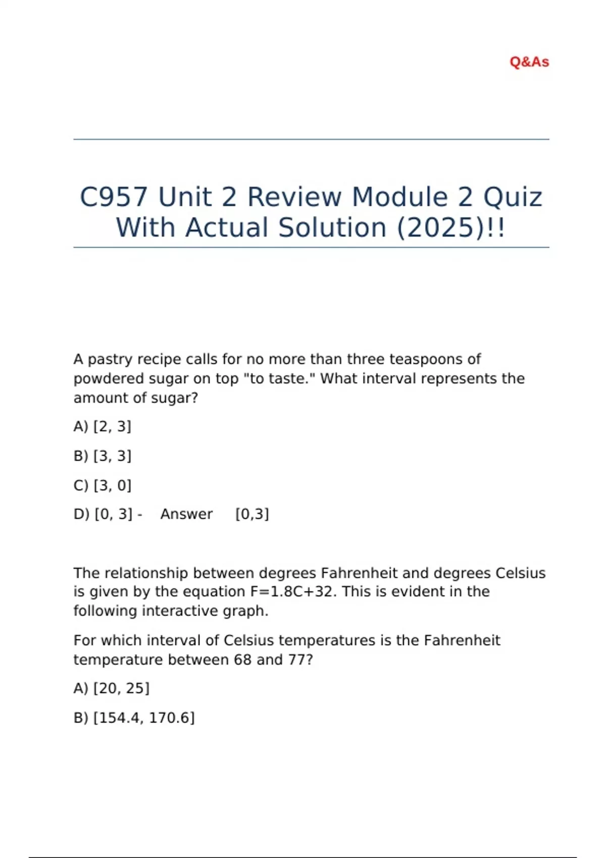 C957 Unit 2 Review Module 2 Quiz With Actual Solution (2025)!! - C957 - Stuvia US