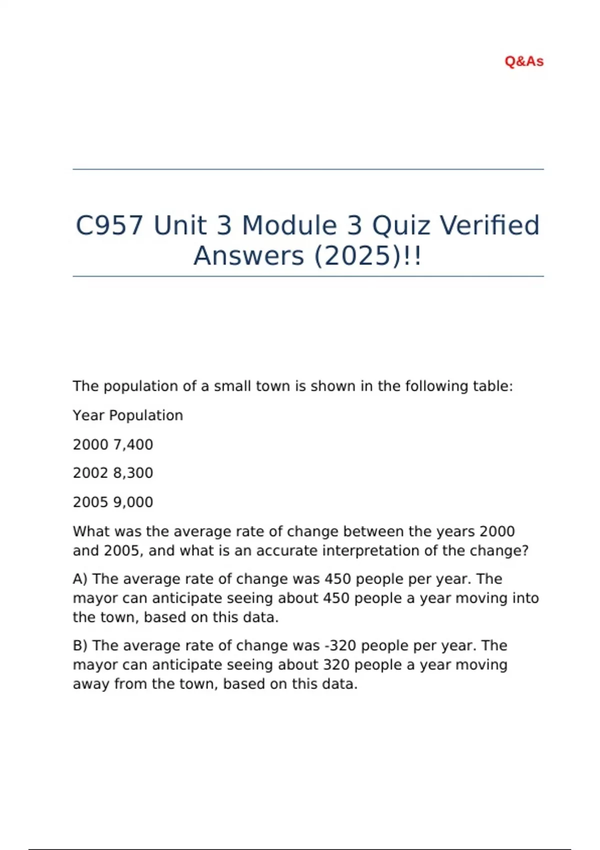 C957 Unit 3 Module 3 Quiz Verified Answers (2025)!! - C957 - Stuvia US