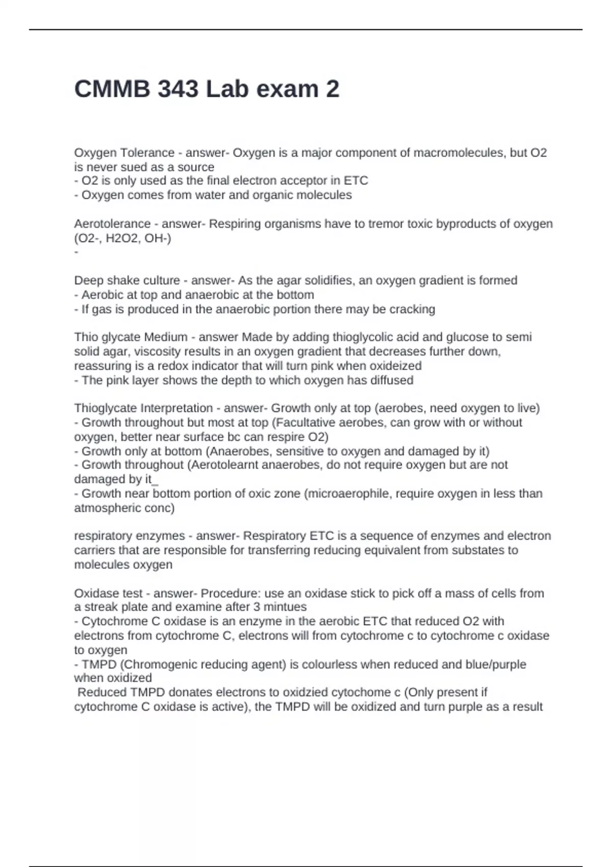 CMMB 343 Lab exam 2 Questions and Answers 2025 - CMMB - Stuvia US