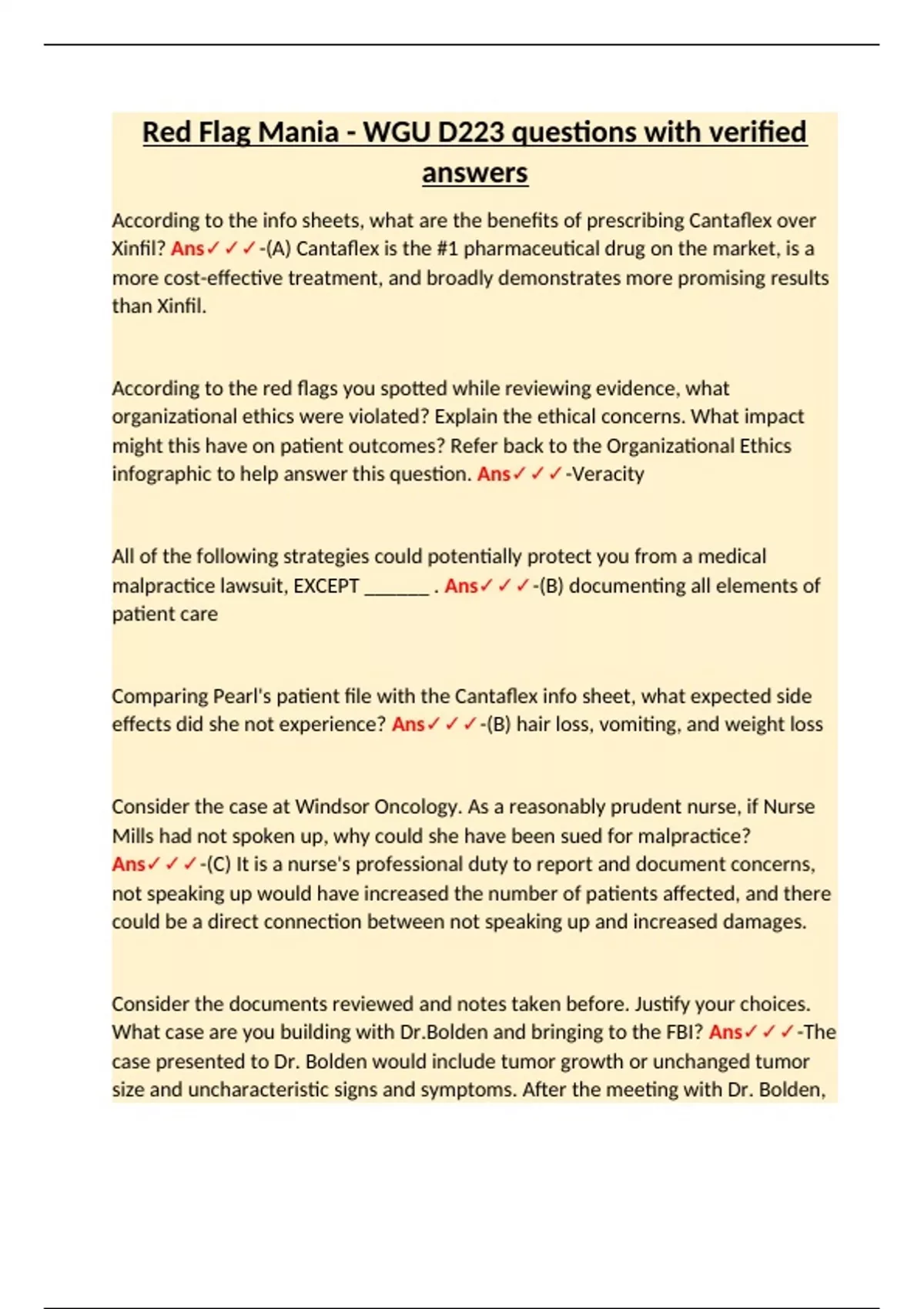 Red Flag Mania - WGU D223 questions with verified answers - D220 ...