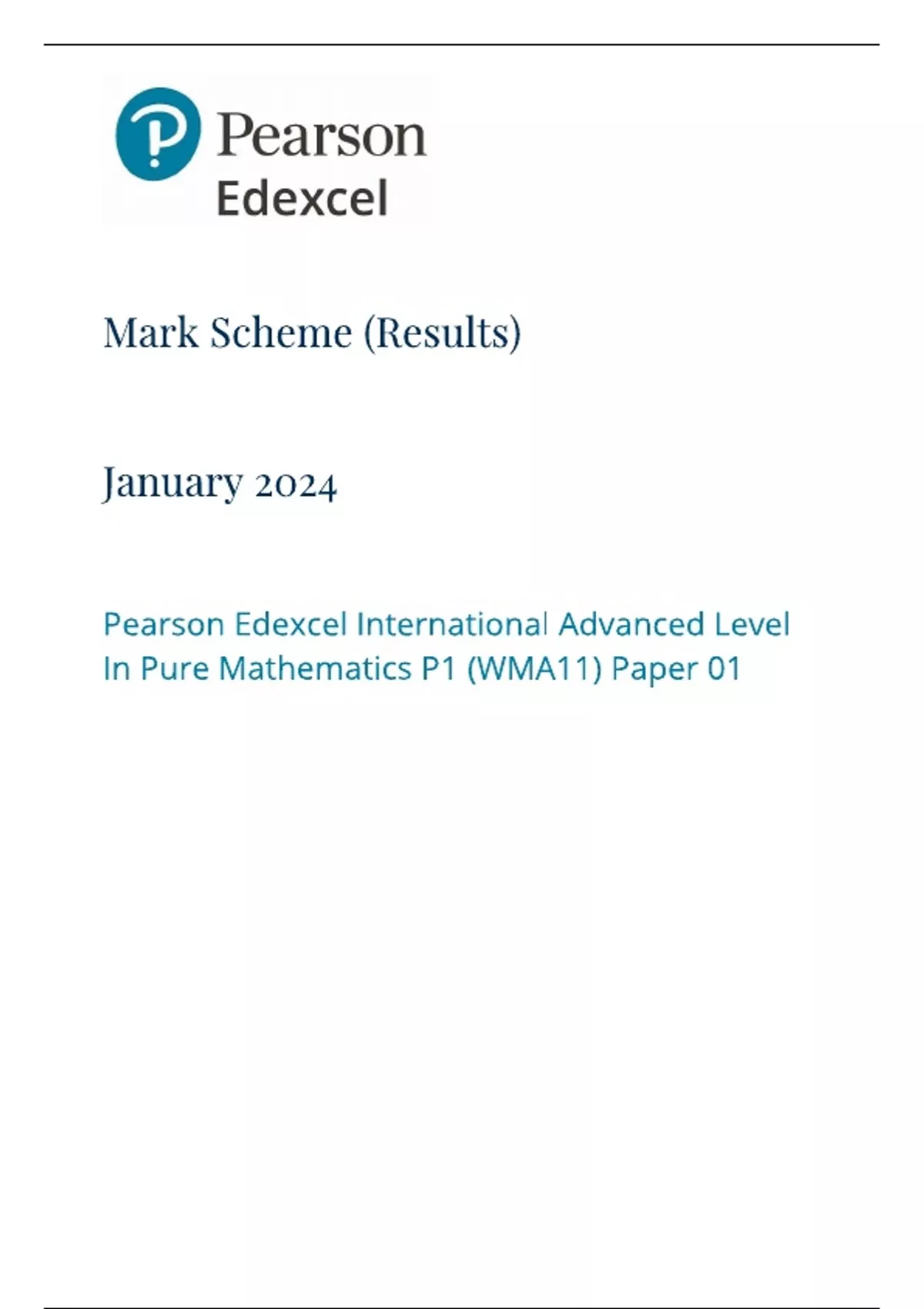 2024 Pearson Edexcel International Advanced Level In Pure Mathematics ...