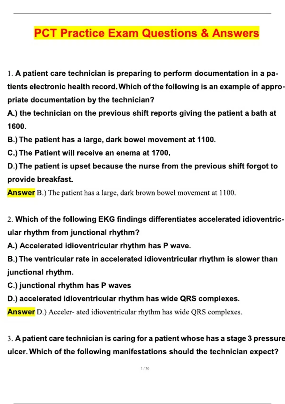 PCT Practice Exam (Latest 2025 / 2026 Update) Questions and Verified ...