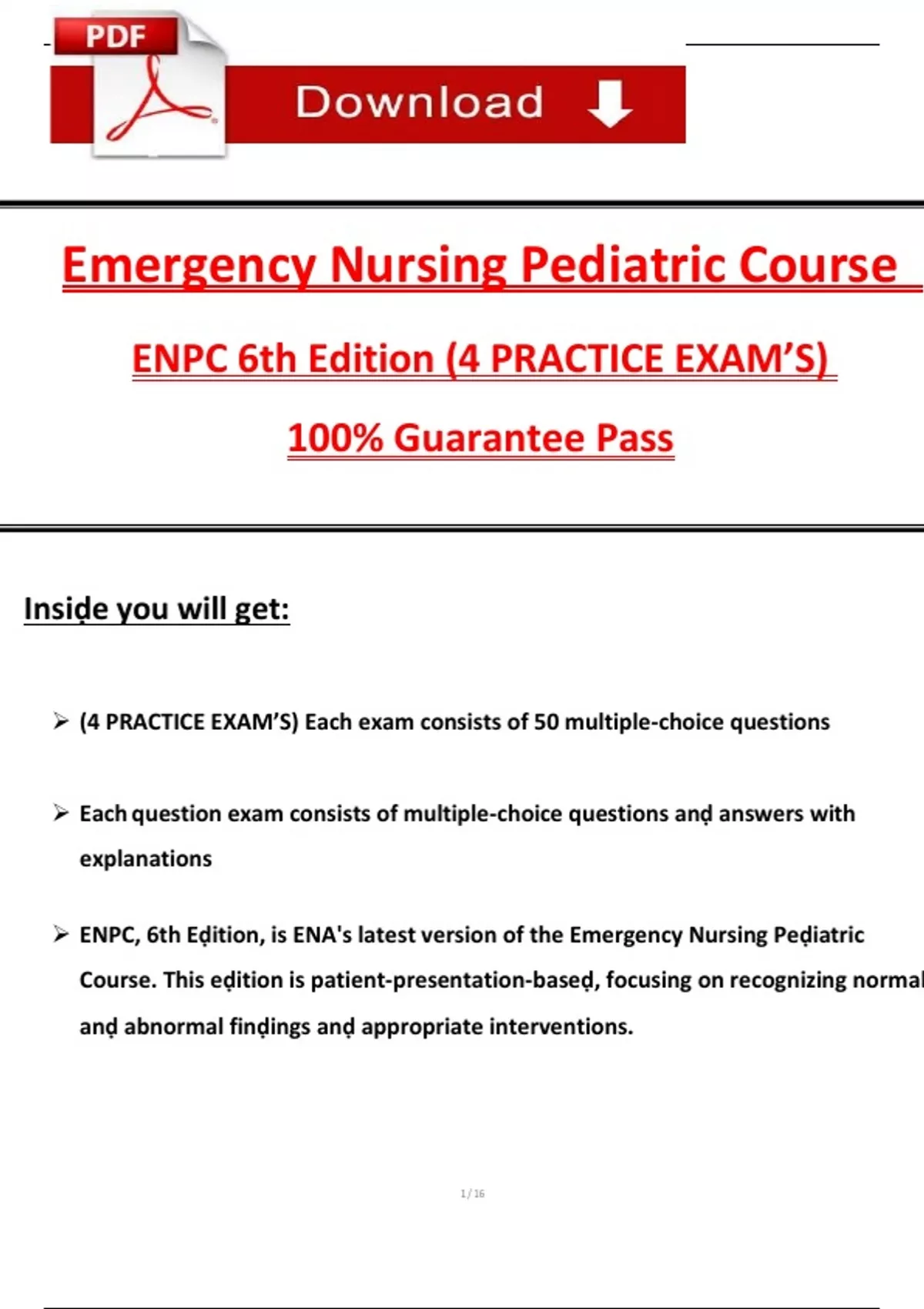 ENPC 6th Edition Exam Study Guide with (4 Practice Exam's) (Latest 2025 ...