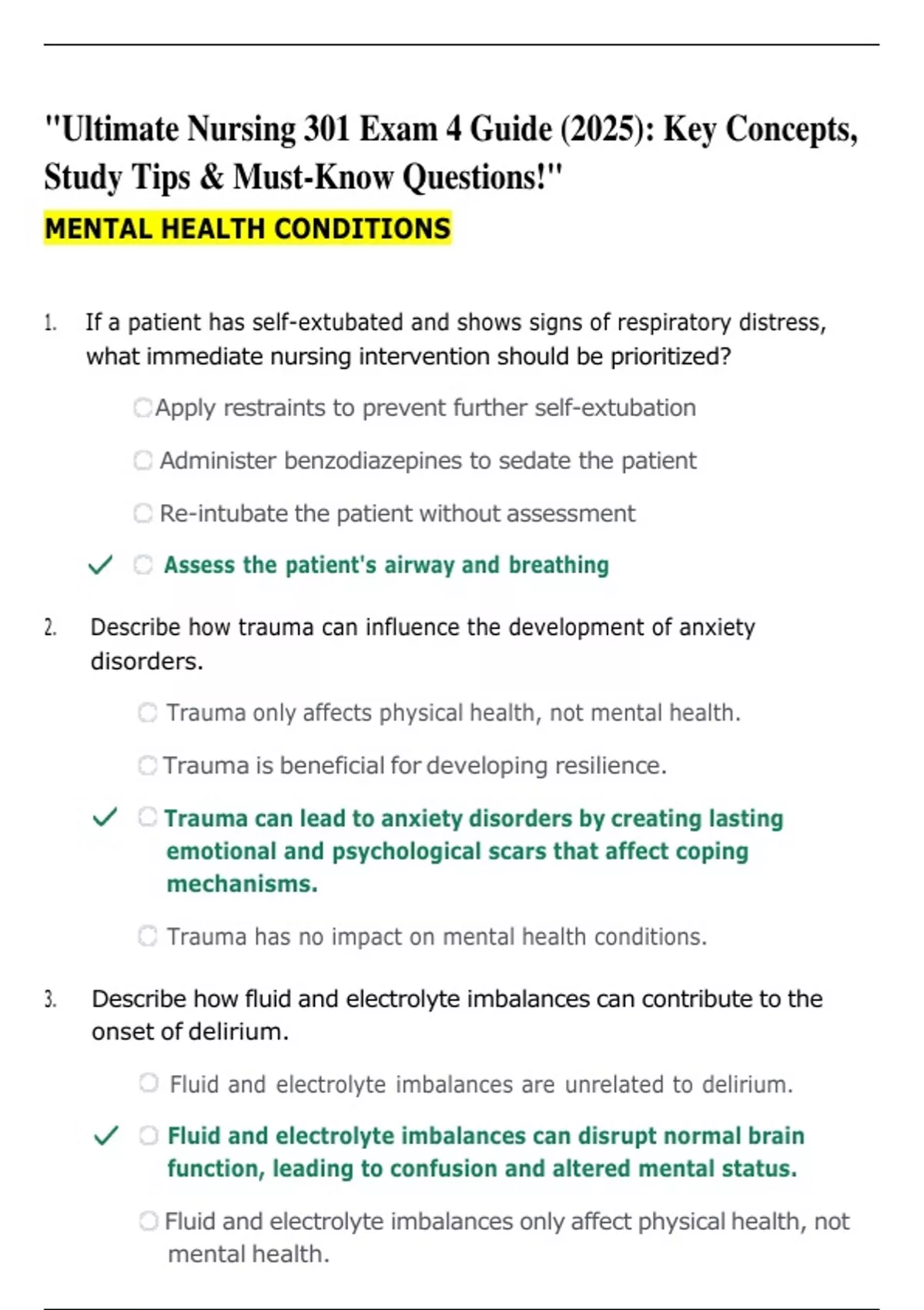"Ultimate Nursing 301 Exam 4 Guide (2025): Key Concepts, Study Tips ...
