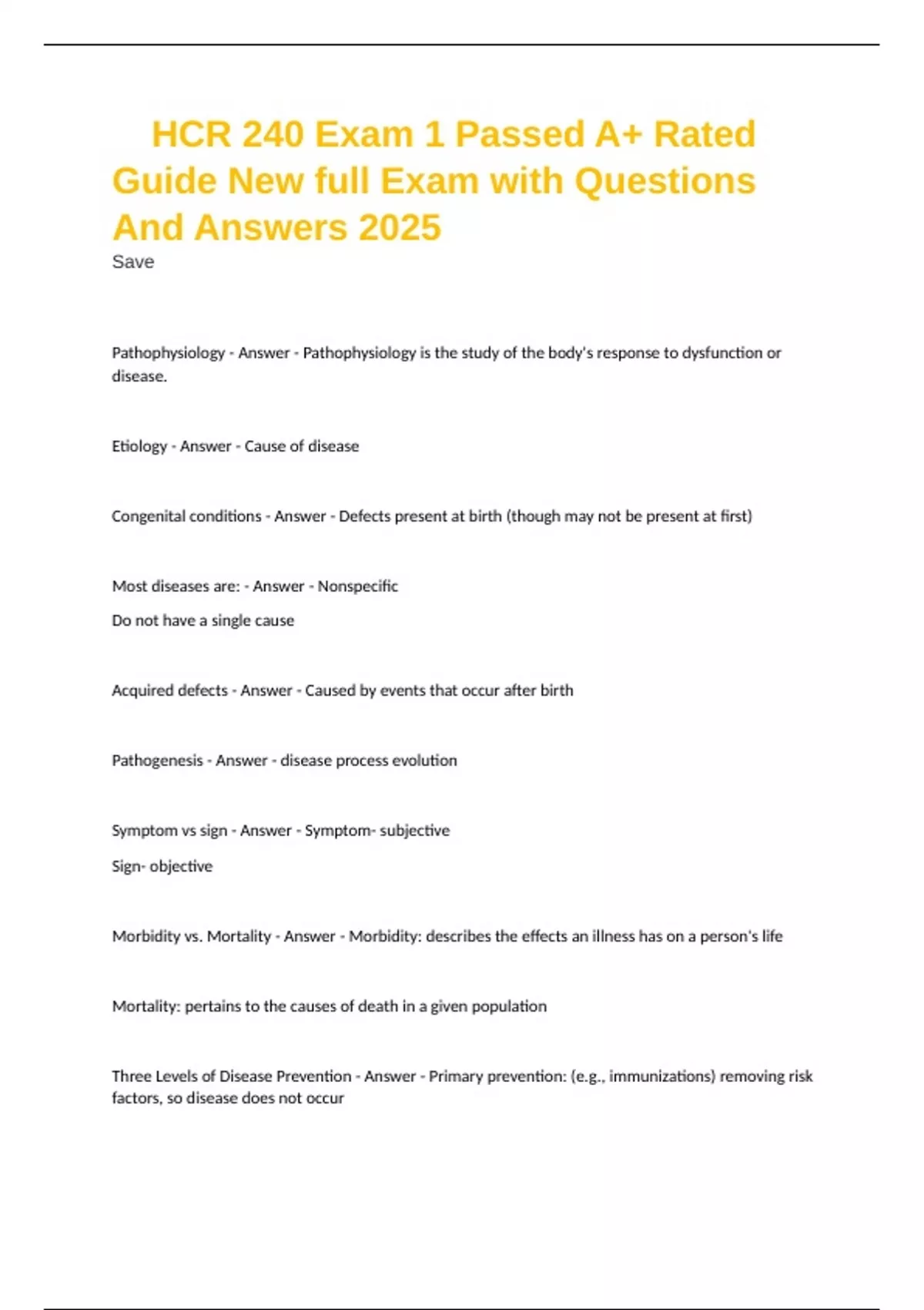 HCR 240 Exam 1 Passed A+ Rated Guide New full Exam with Questions And ...