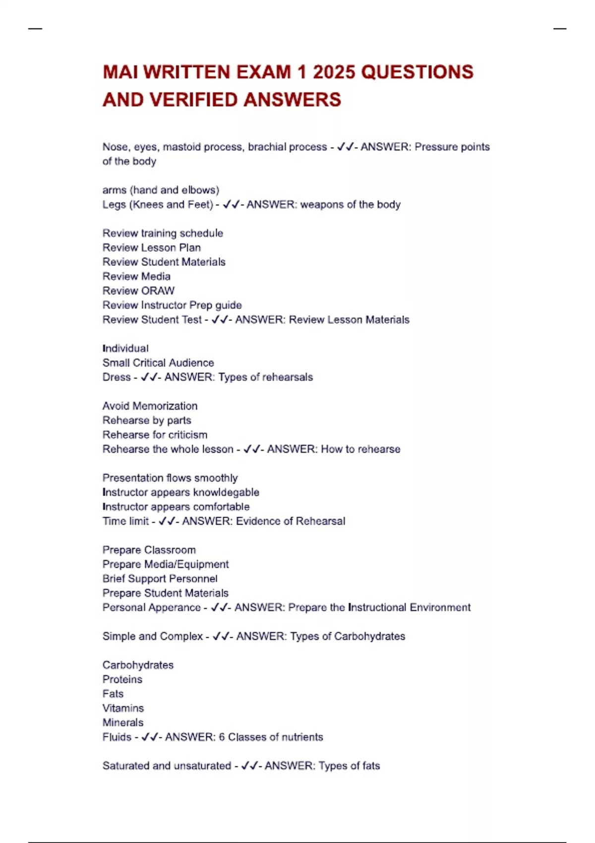 MAI WRITTEN EXAM 1 2025 QUESTIONS AND VERIFIED ANSWERS - Tests Bank ...