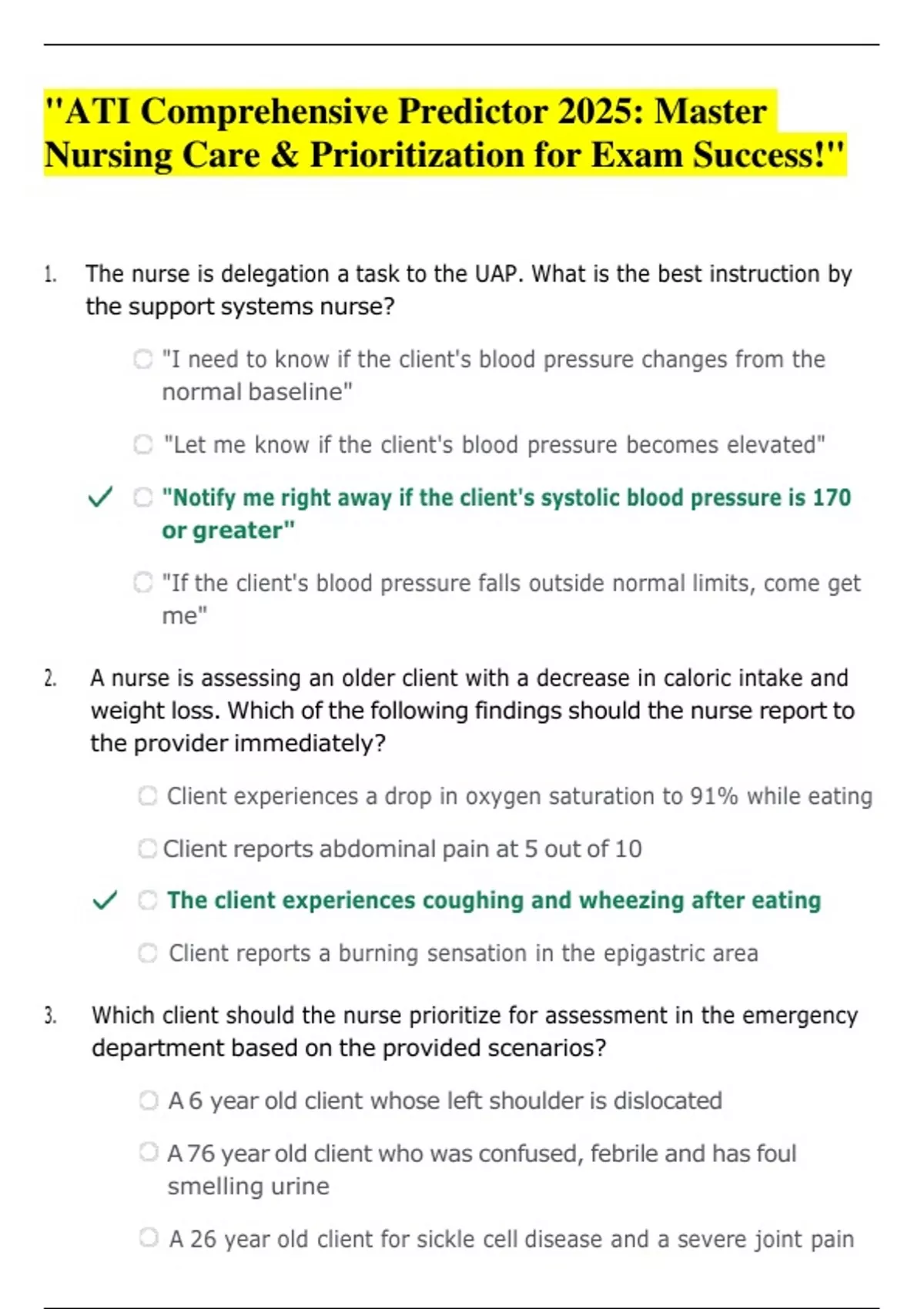 "ATI Comprehensive Predictor 2025: Master Nursing Care & Prioritization ...