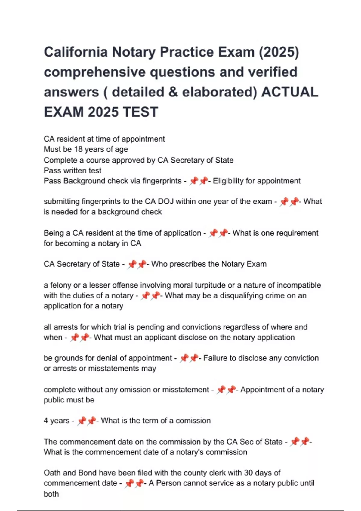 California Notary Practice Exam (2025) comprehensive questions and ...