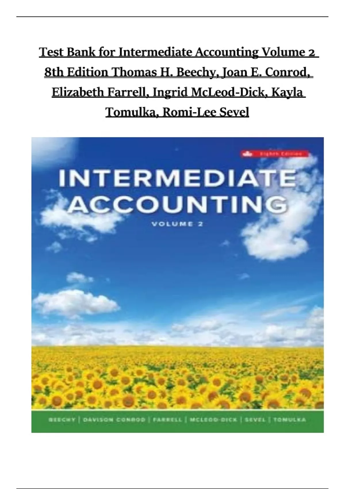 Test Bank for Intermediate Accounting Volume 2 8th Edition Thomas H ...