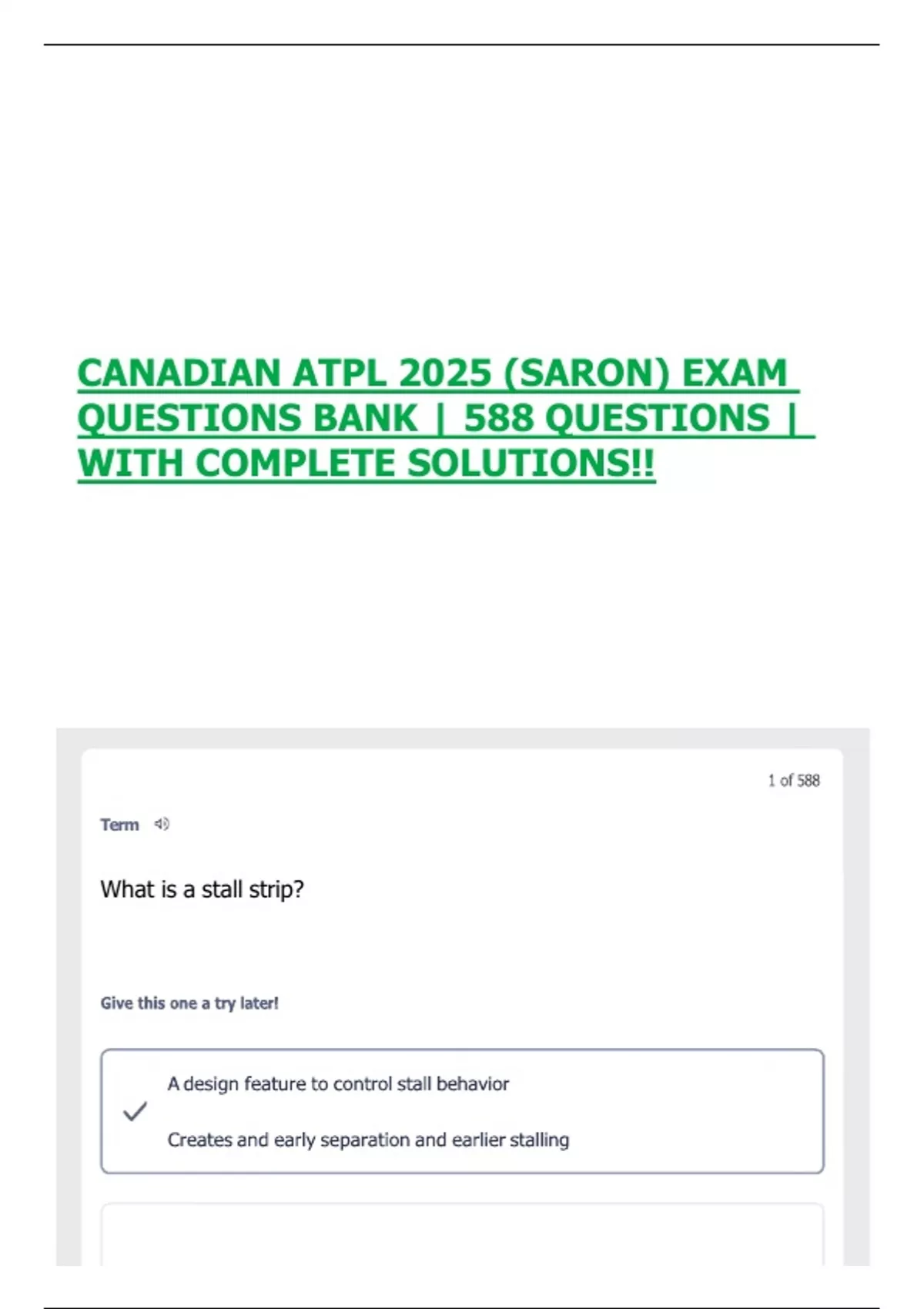 CANADIAN ATPL 2025 (SARON) EXAM QUESTIONS BANK | 588 QUESTIONS | WITH ...