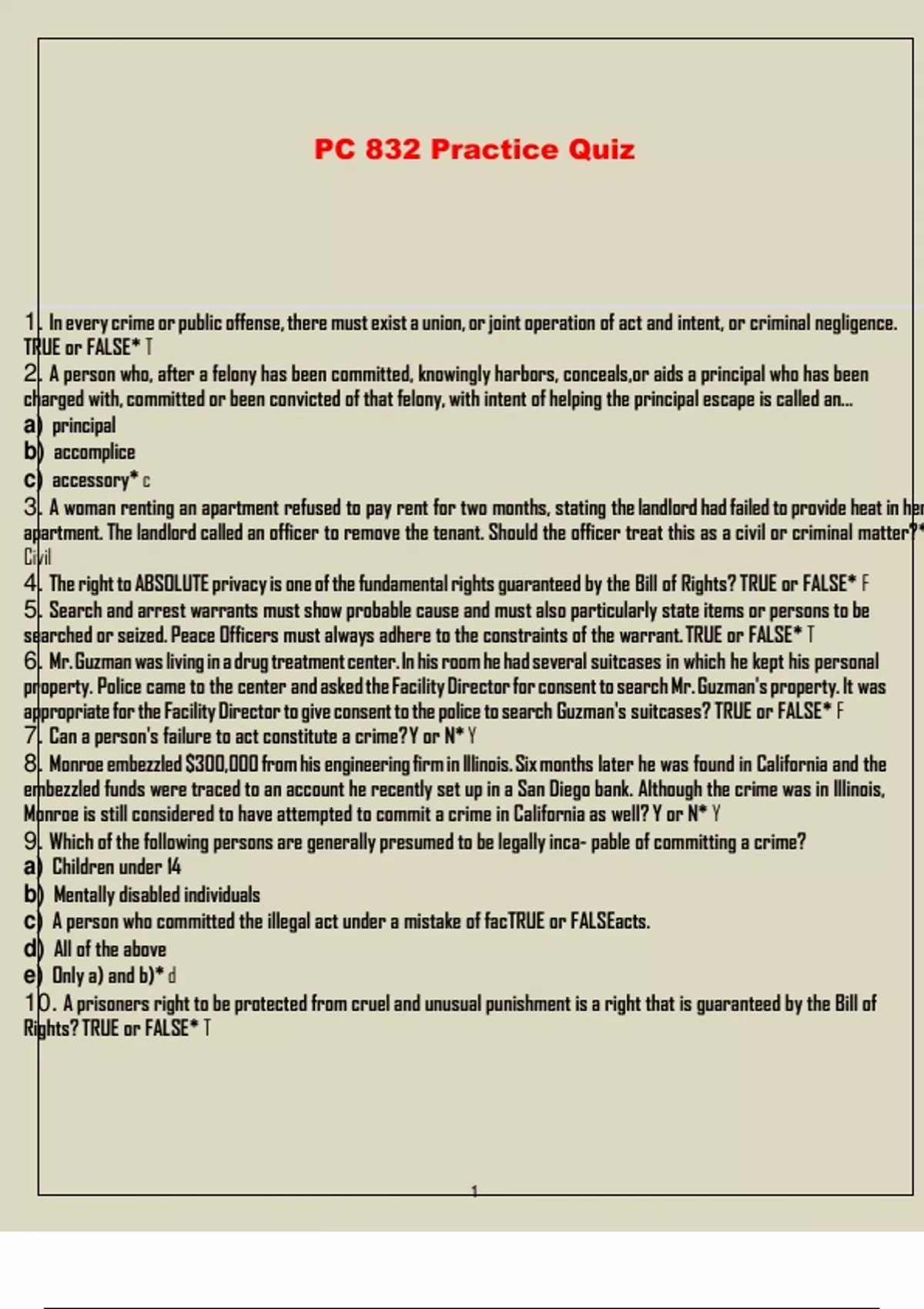 PC 832 Practice Quiz Questions and Answers 100% Pass Updated 2025 - PC 832 - Stuvia US