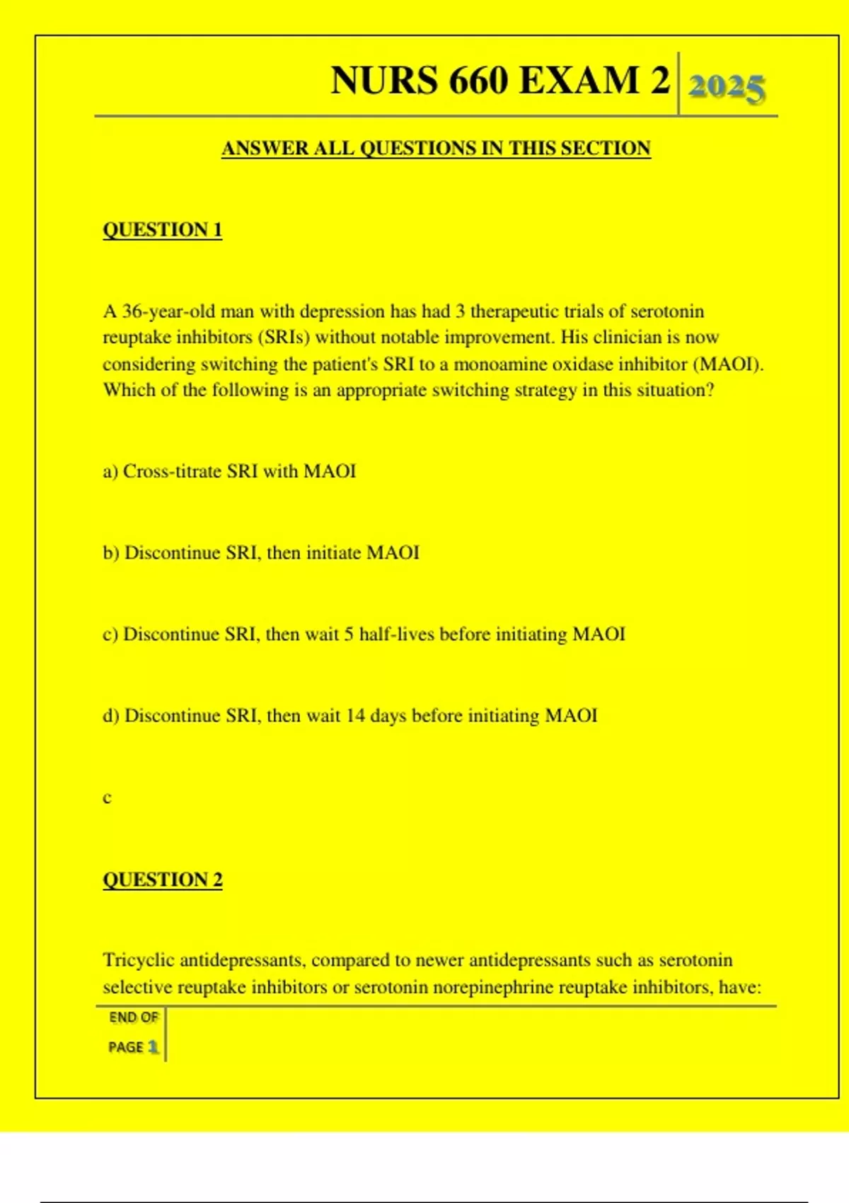 Nurs 660 Exam 2 Questions And Answers 2025 Nurs 660 Stuvia Us