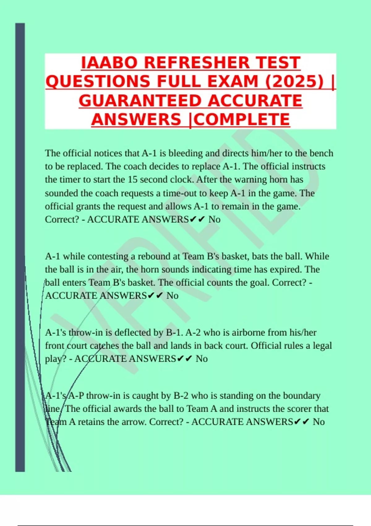 IAABO REFRESHER TEST QUESTIONS FULL EXAM (2025) |GUARANTEED ACCURATE ...