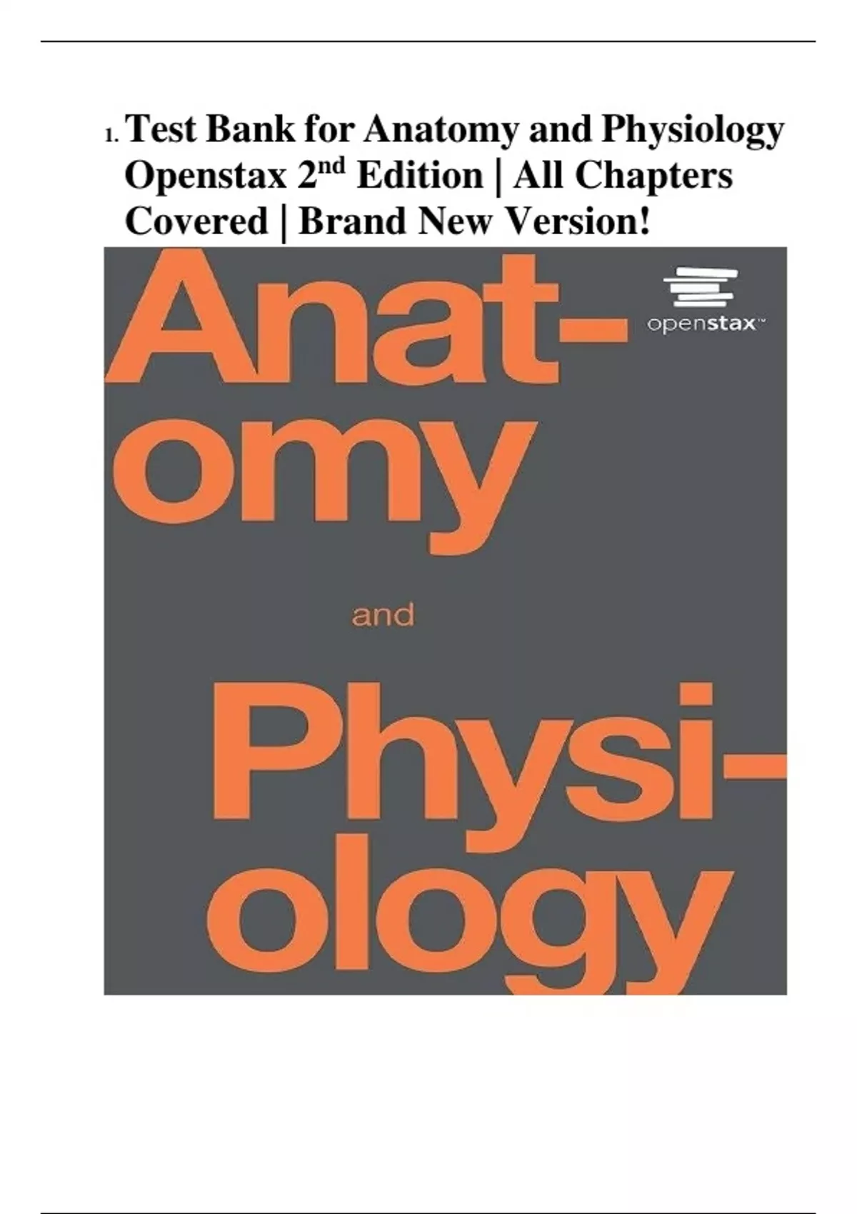 Test Bank for Anatomy and Physiology Openstax 2nd Edition | All ...