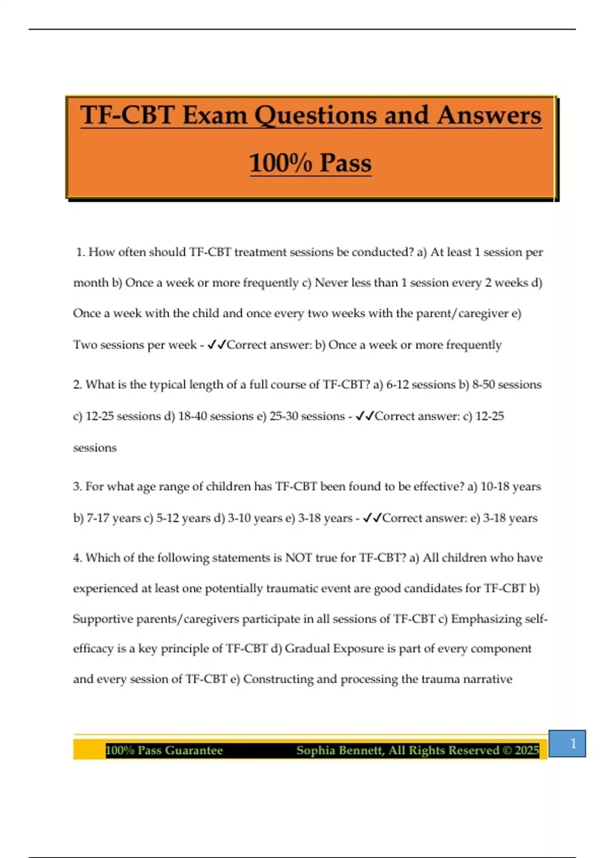 TF-CBT Exam Questions and Answers 100% Pass - TF-CBT - Stuvia US