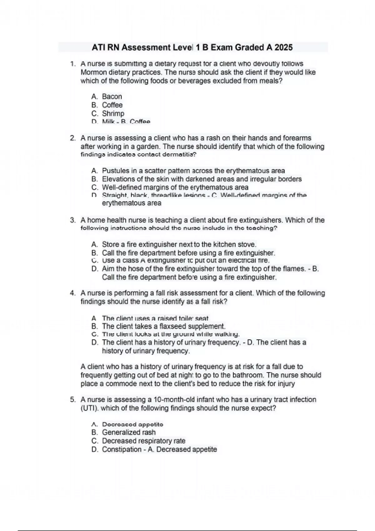 ATI RN Assessment Level 1 B Exam Graded A 2025 - NURS 6401 - Stuvia US