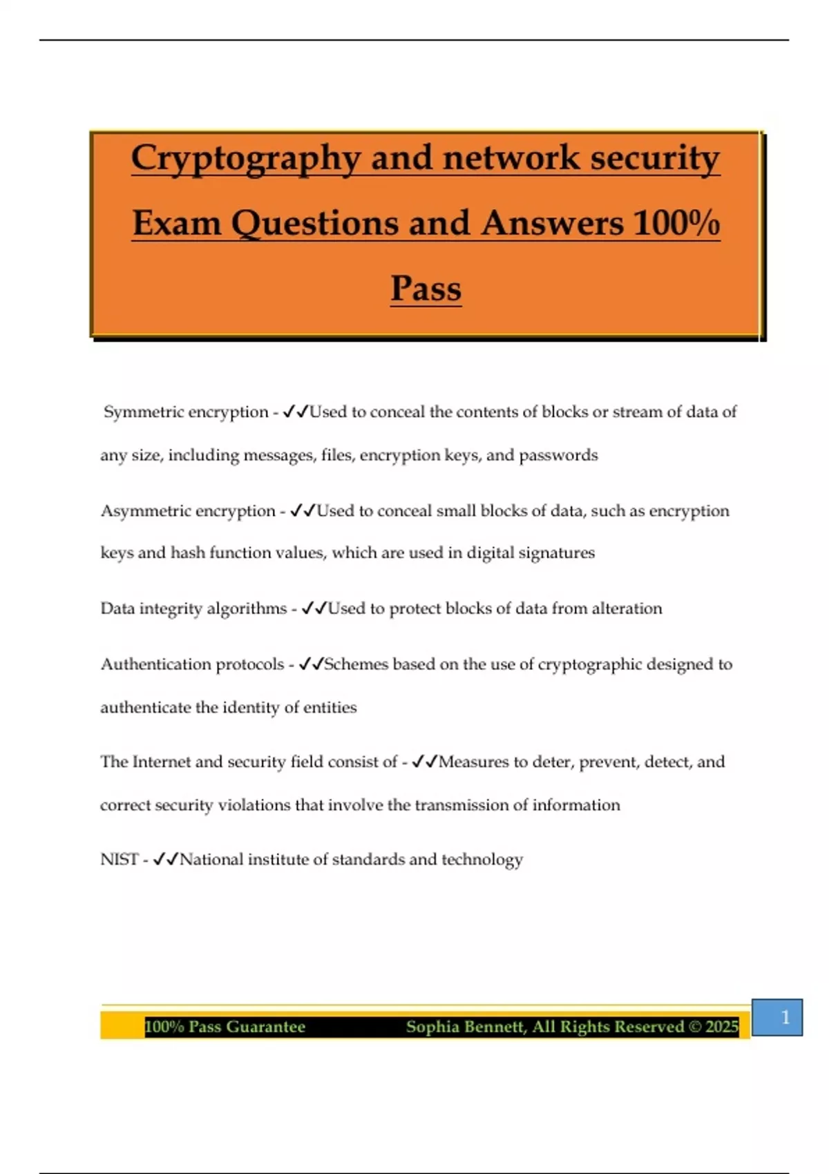 Cryptography And Network Security Exam Questions And Answers 100 Pass Cryptography And
