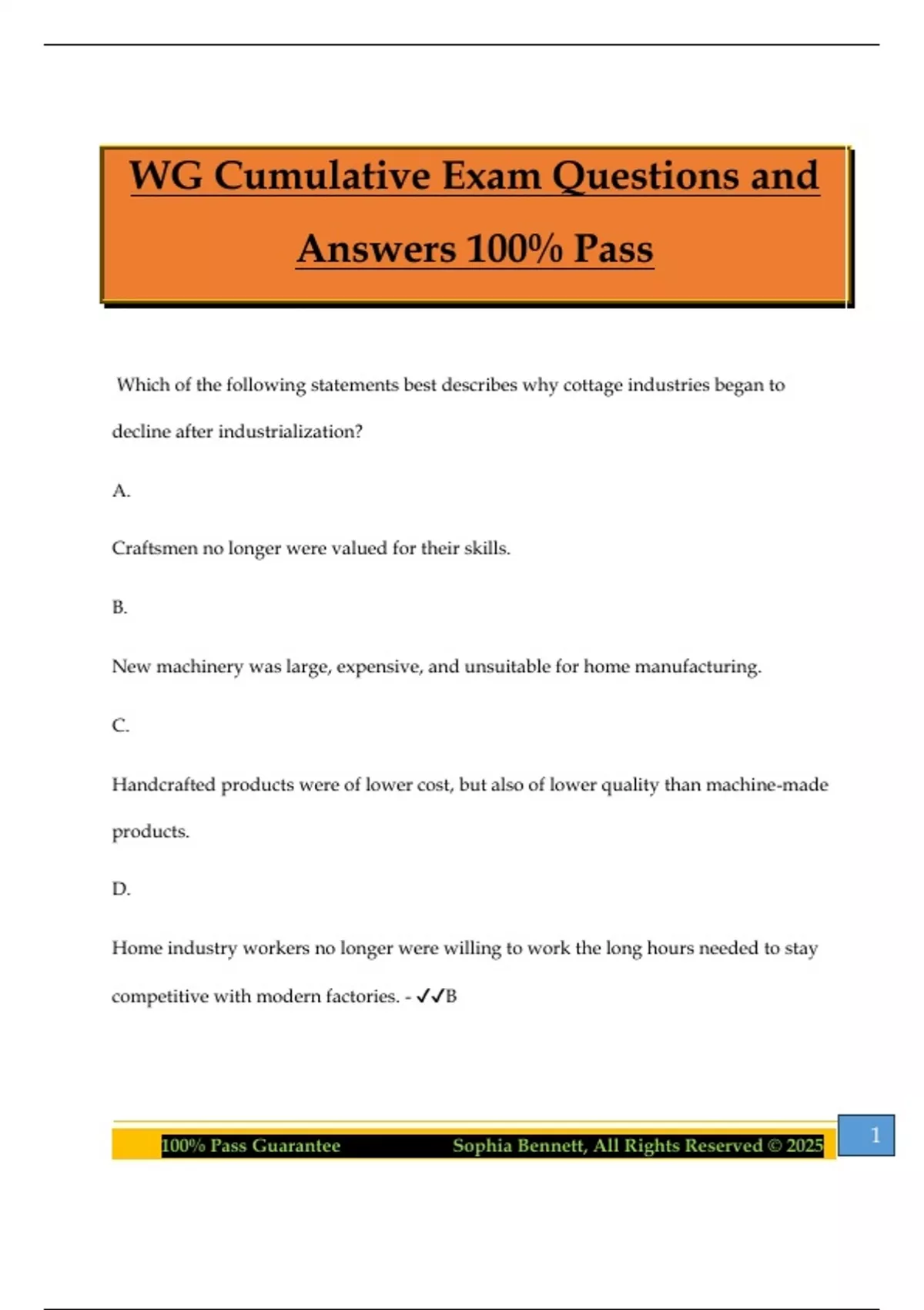 WG Cumulative Exam Questions and Answers 100% Pass - WGS - Stuvia US