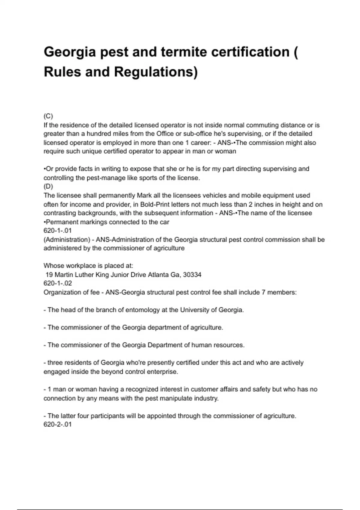 Georgia pest and termite certification ( Rules and Regulations) (2025/2026 Newest Update ...