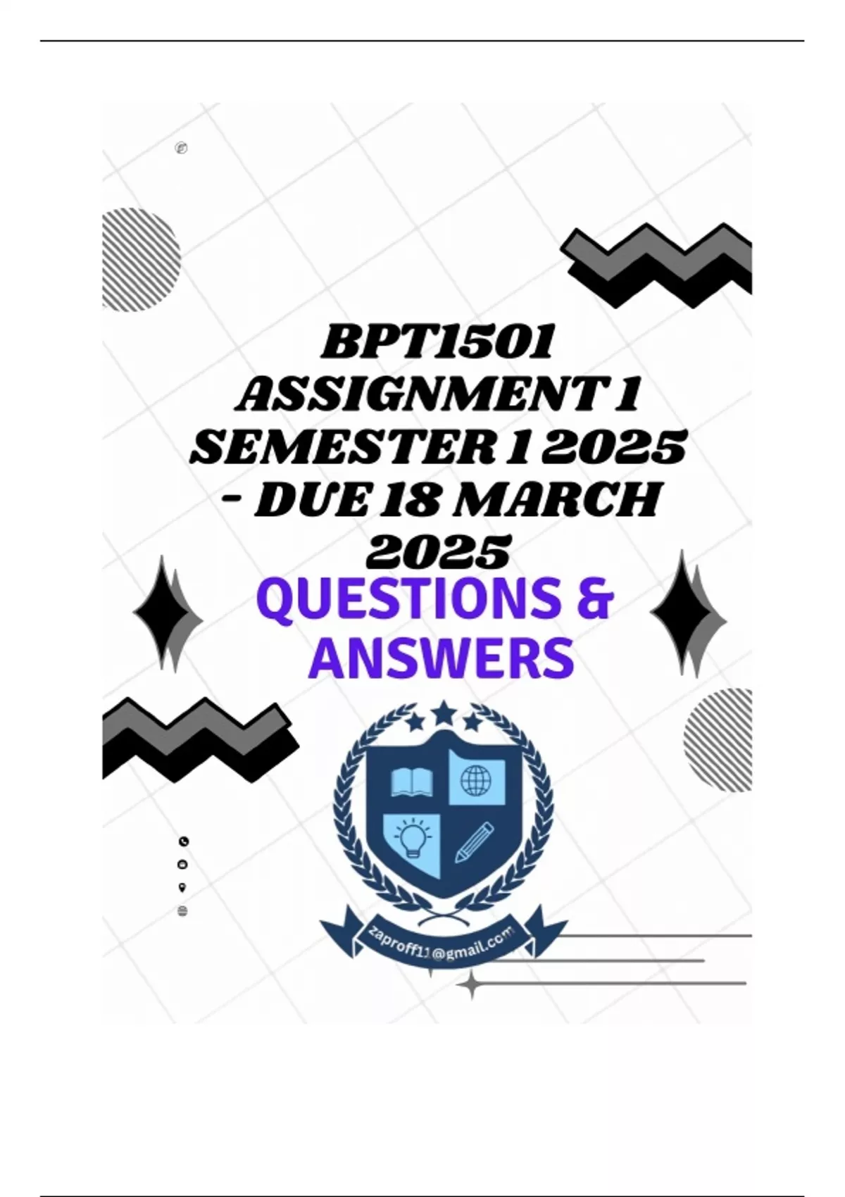 BPT1501 Assignment 1 Semester 1 2025 - DUE 18 March 2025 - BPT1501 - Being a Professional ...
