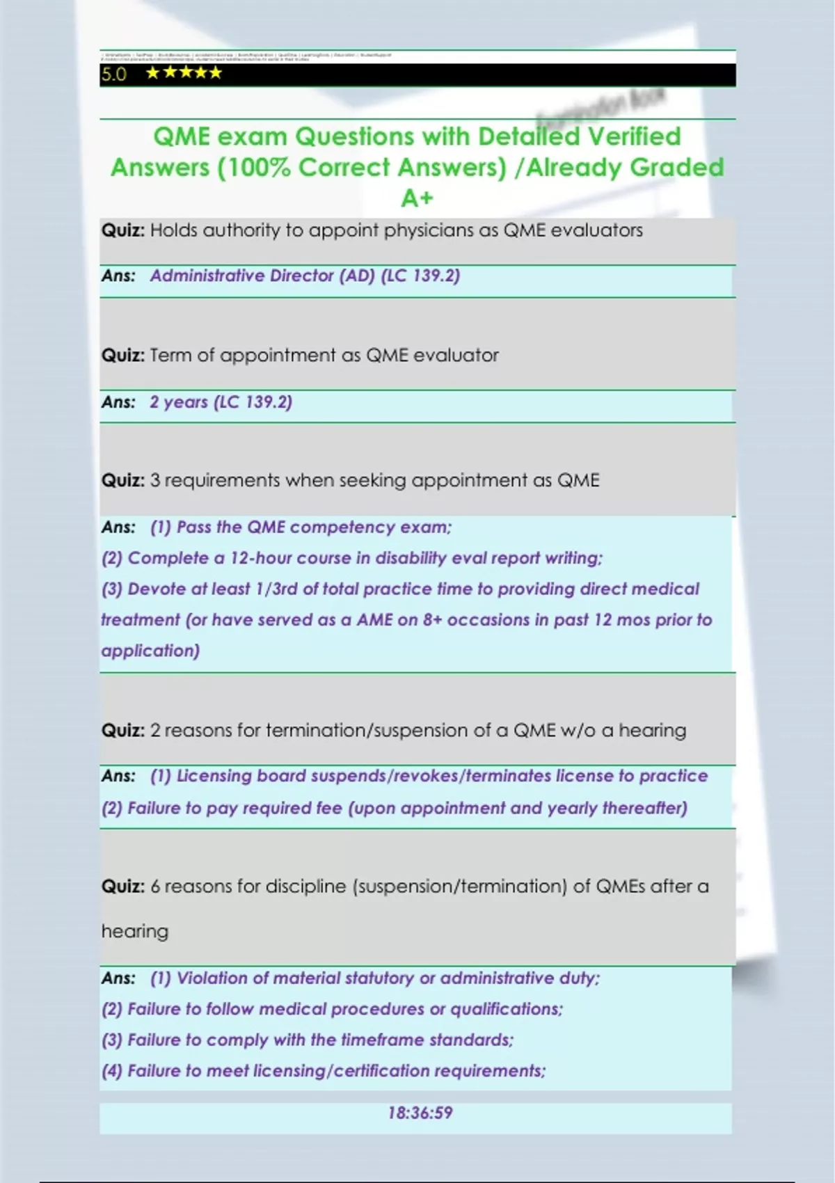 QME exam Questions with Detailed Verified Answers (100% Correct Answers ...