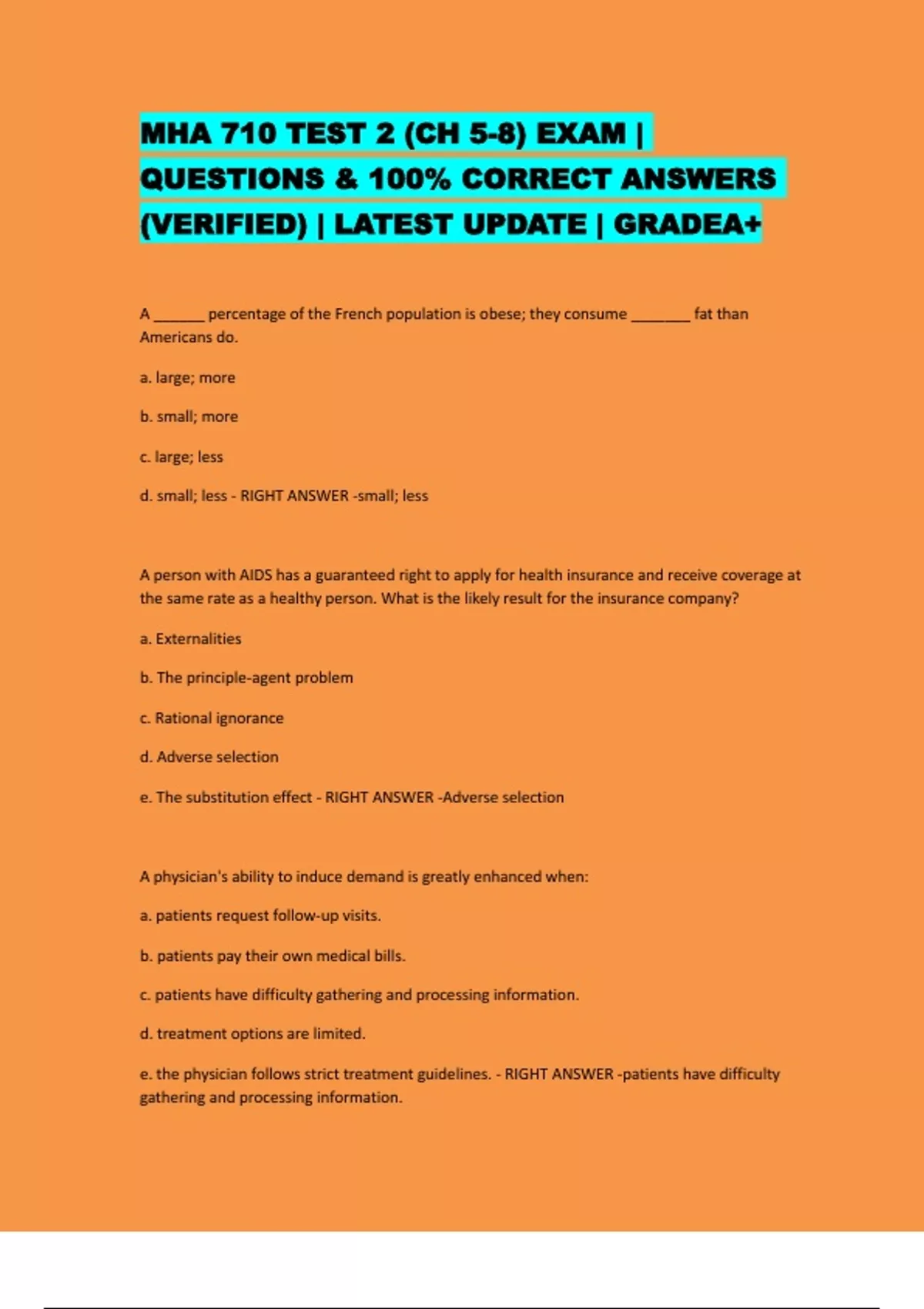 MHA 710 TEST 2 (CH 5-8) EXAM | QUESTIONS & 100% CORRECT ANSWERS ...