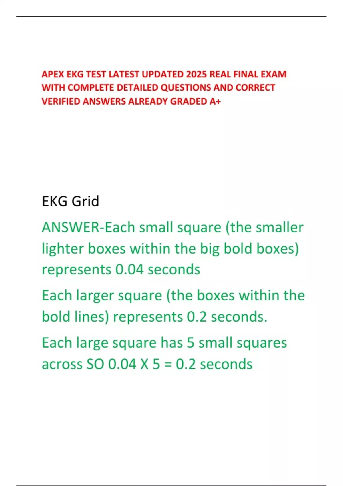 APEX EKG TEST LATEST UPDATED 2025 REAL FINAL EXAM WITH COMPLETE ...