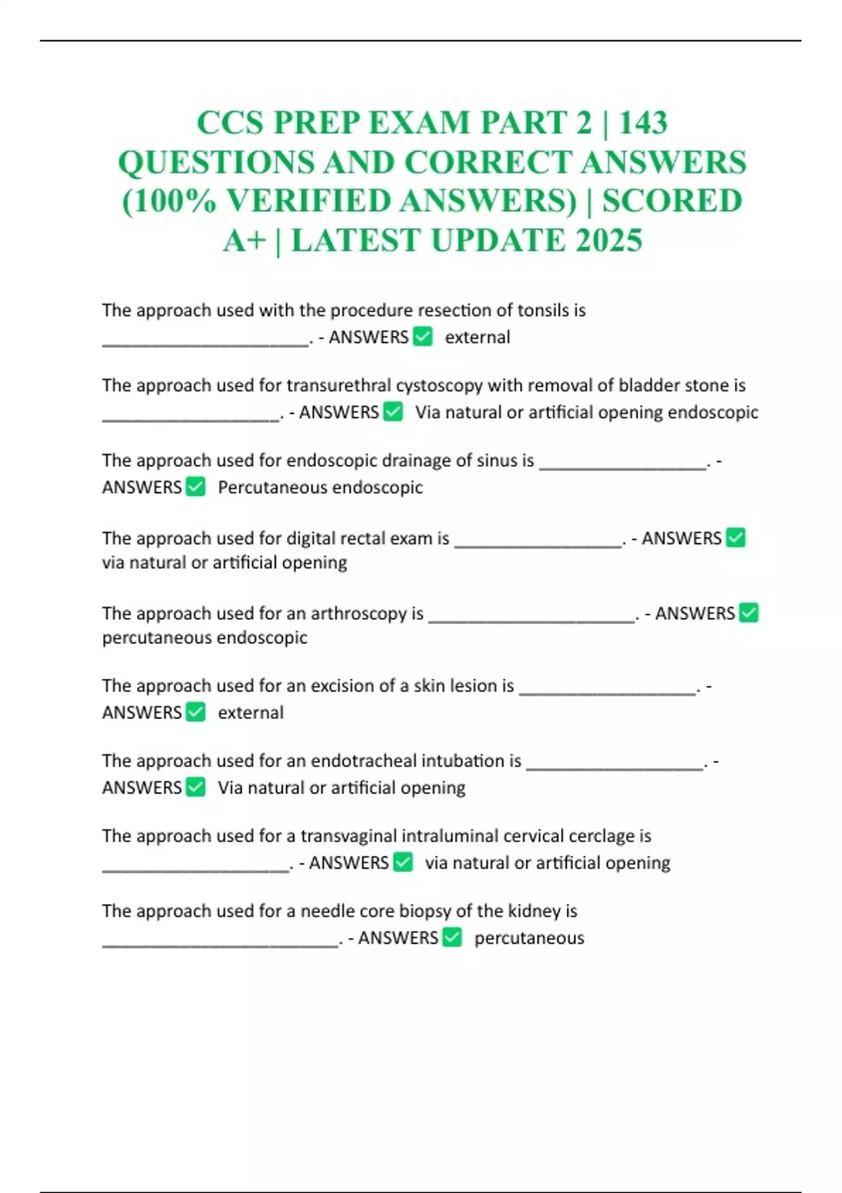 CCS PREP EXAM PART 2 | 143 QUESTIONS AND CORRECT ANSWERS (100% VERIFIED ...