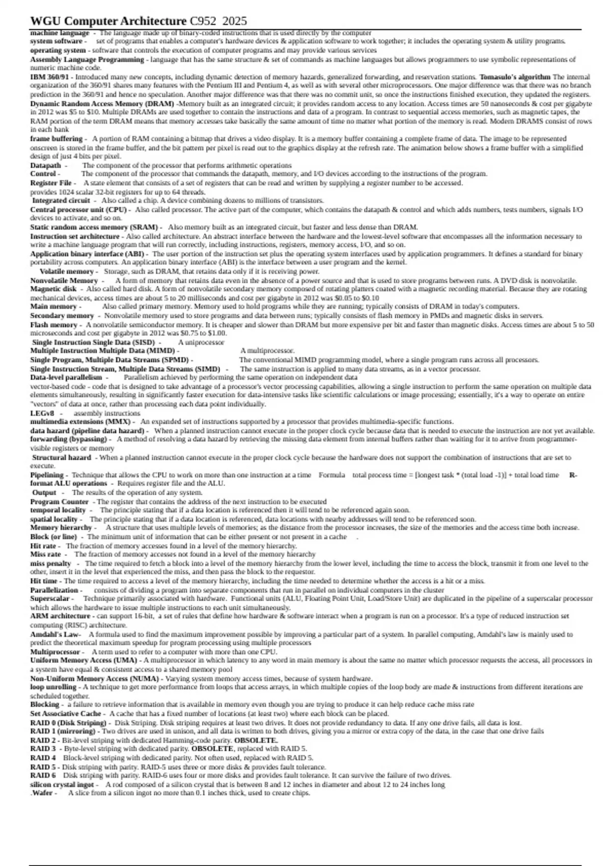 All you need to know for WGU Computer Architecture - WGU C952 - Computer Architecture (C952 ...