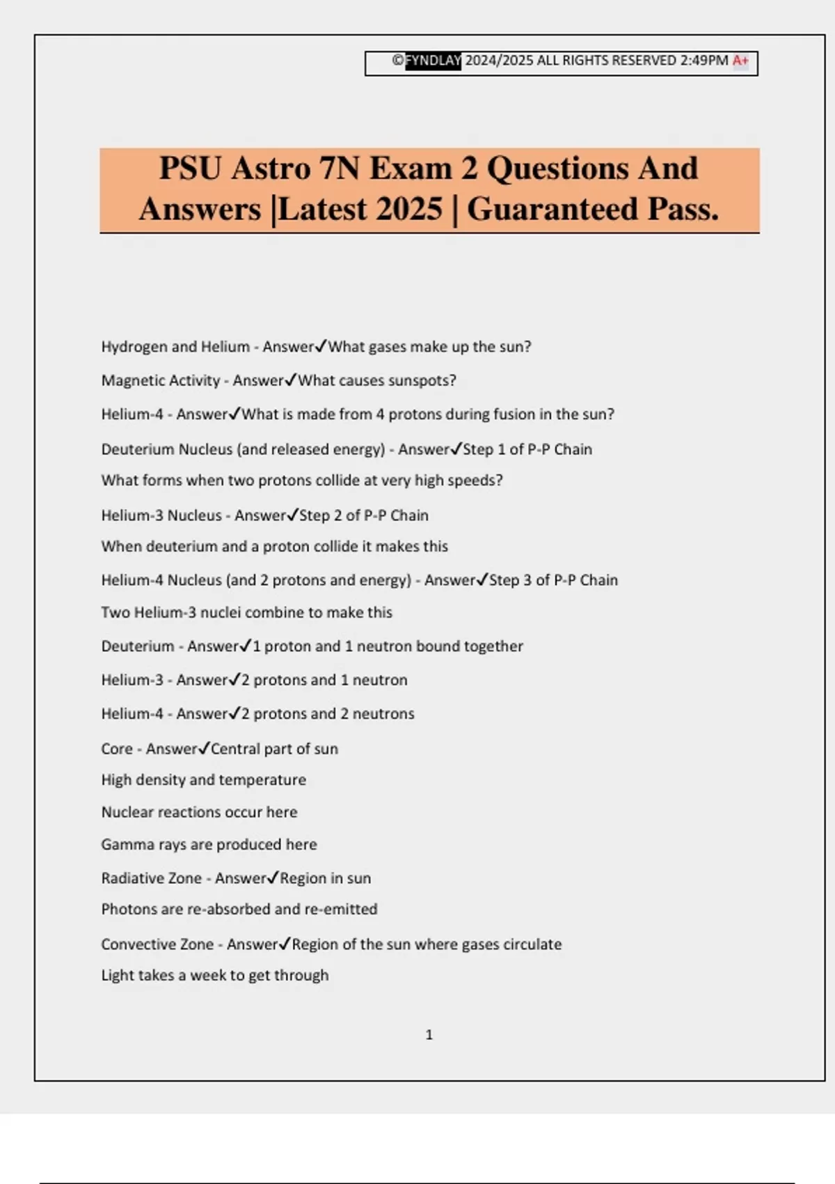 PSU Astro 7N Exam 2 Questions And Answers |Latest 2025 | Guaranteed ...