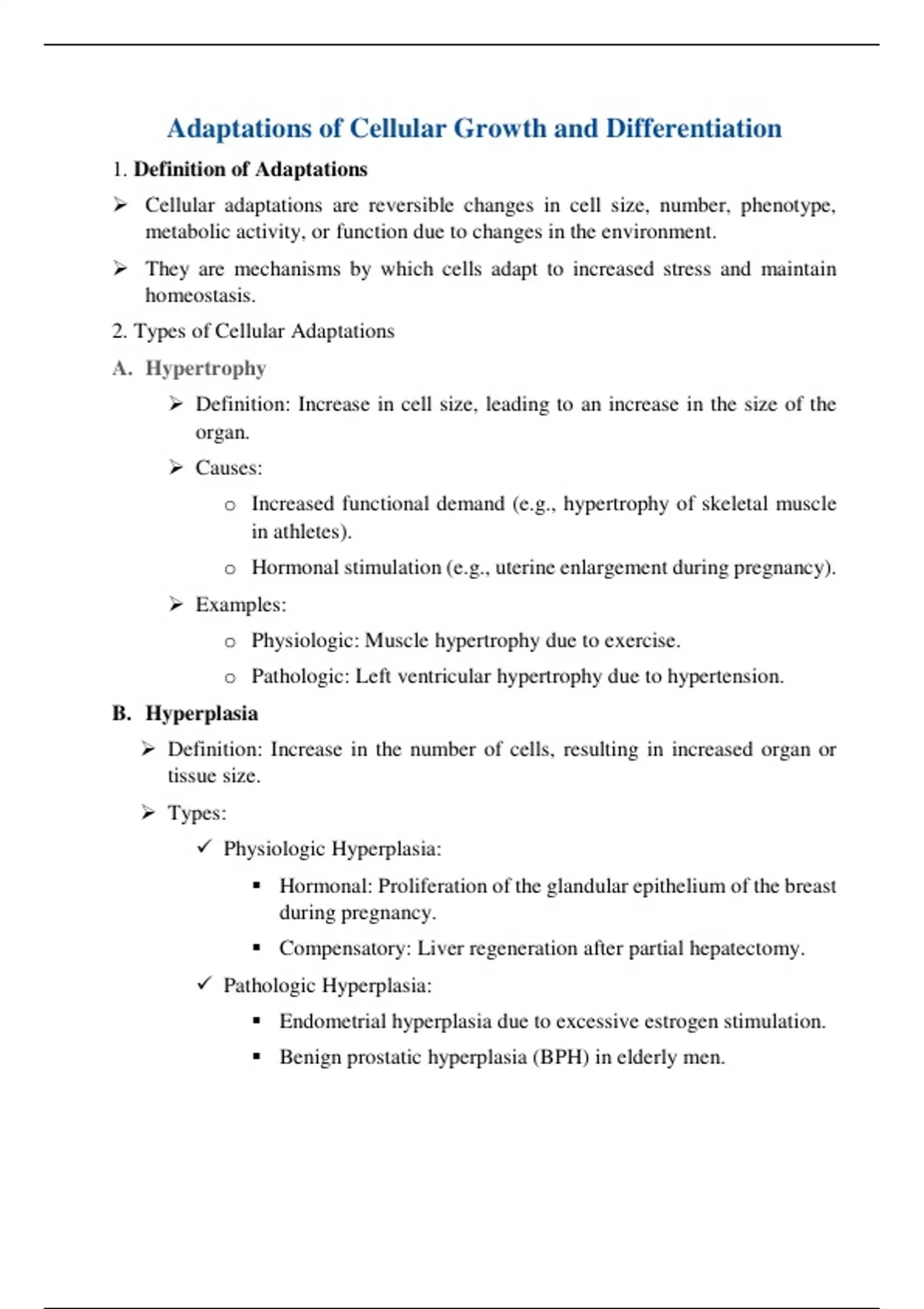 Cellular Adaptations - Comprehensive Student-Friendly Notes - PATHOLOGY ...