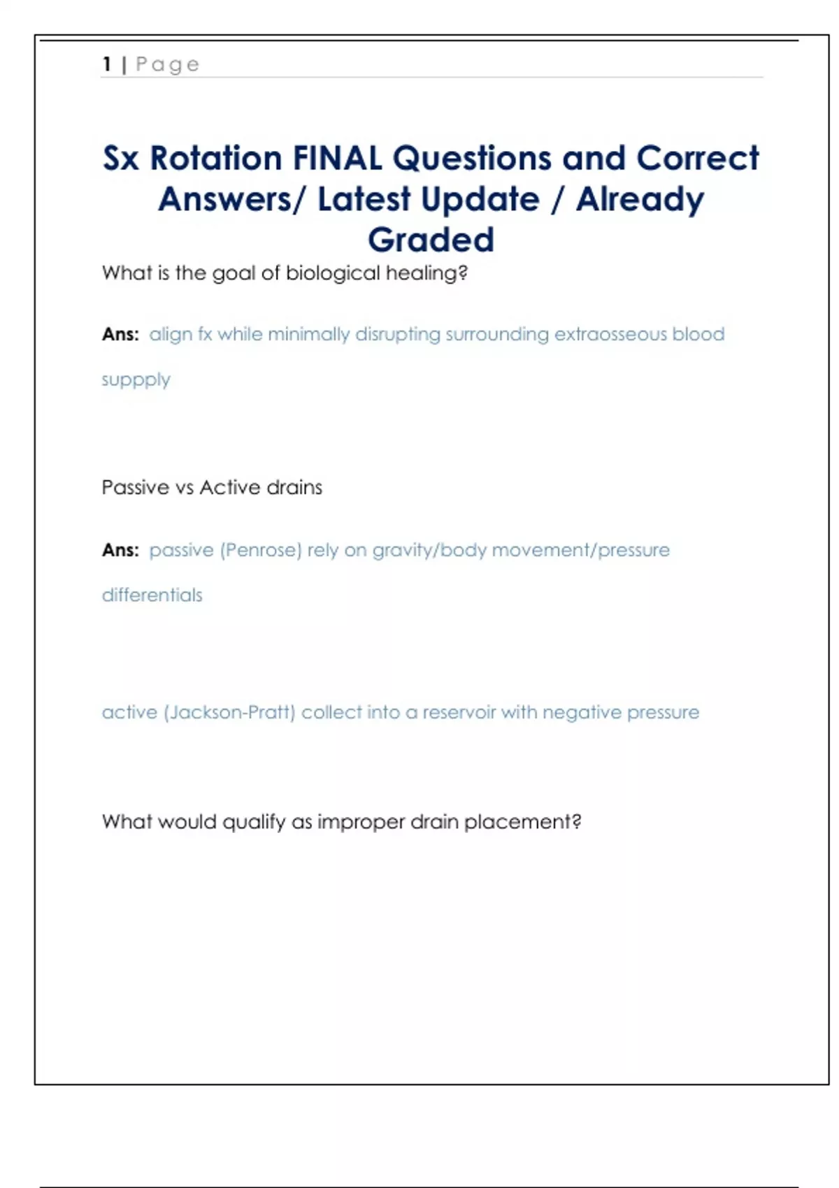 Sx Rotation FINAL Questions and Correct Answers/ Latest Update ...