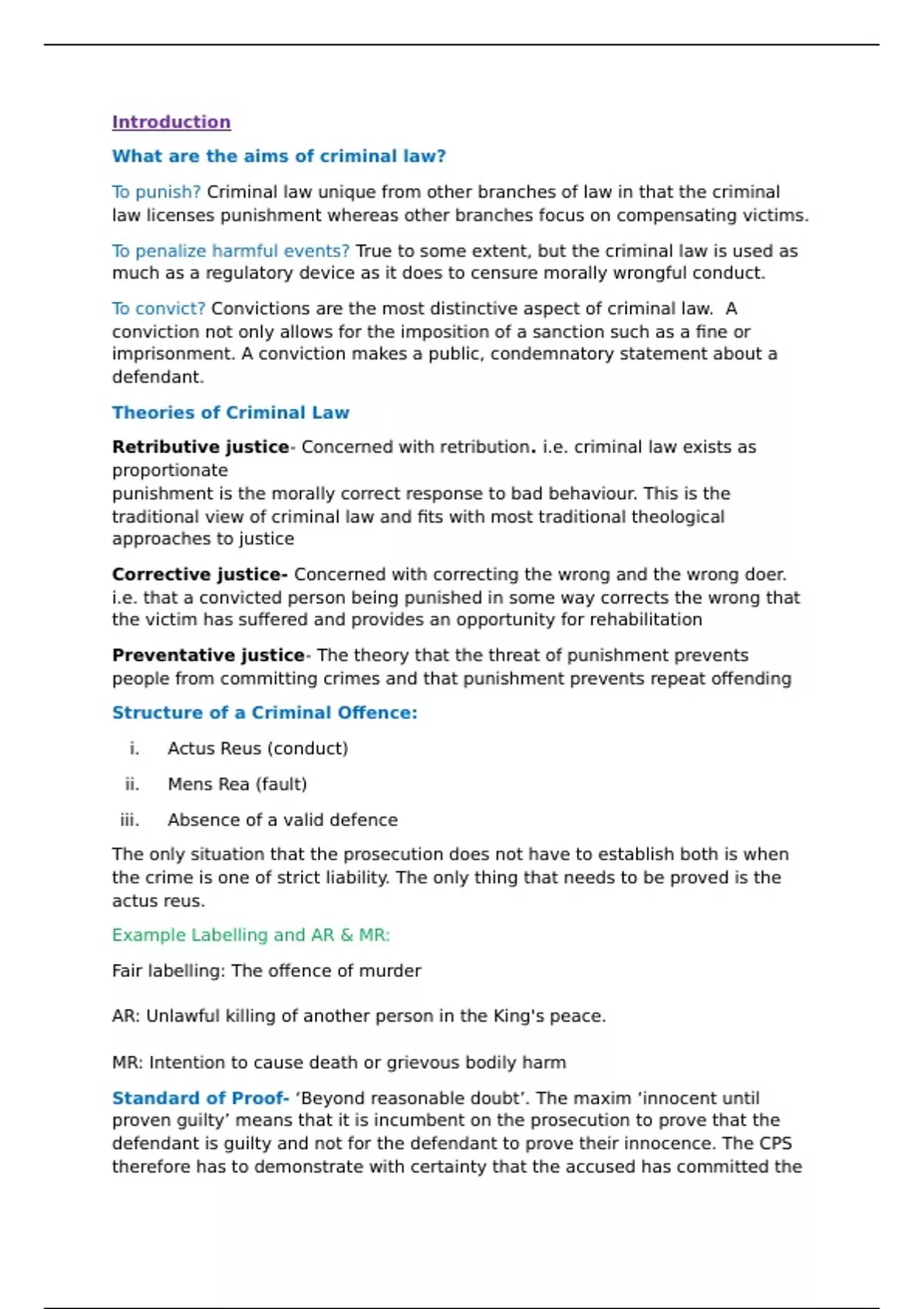 Summary OCR A Level Criminal Law Revision Guide - A2 Unit G153 ...