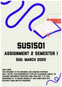 SUS1501 Assignment 2 Semester 1 | Due March 2025 - Sustainability and ...