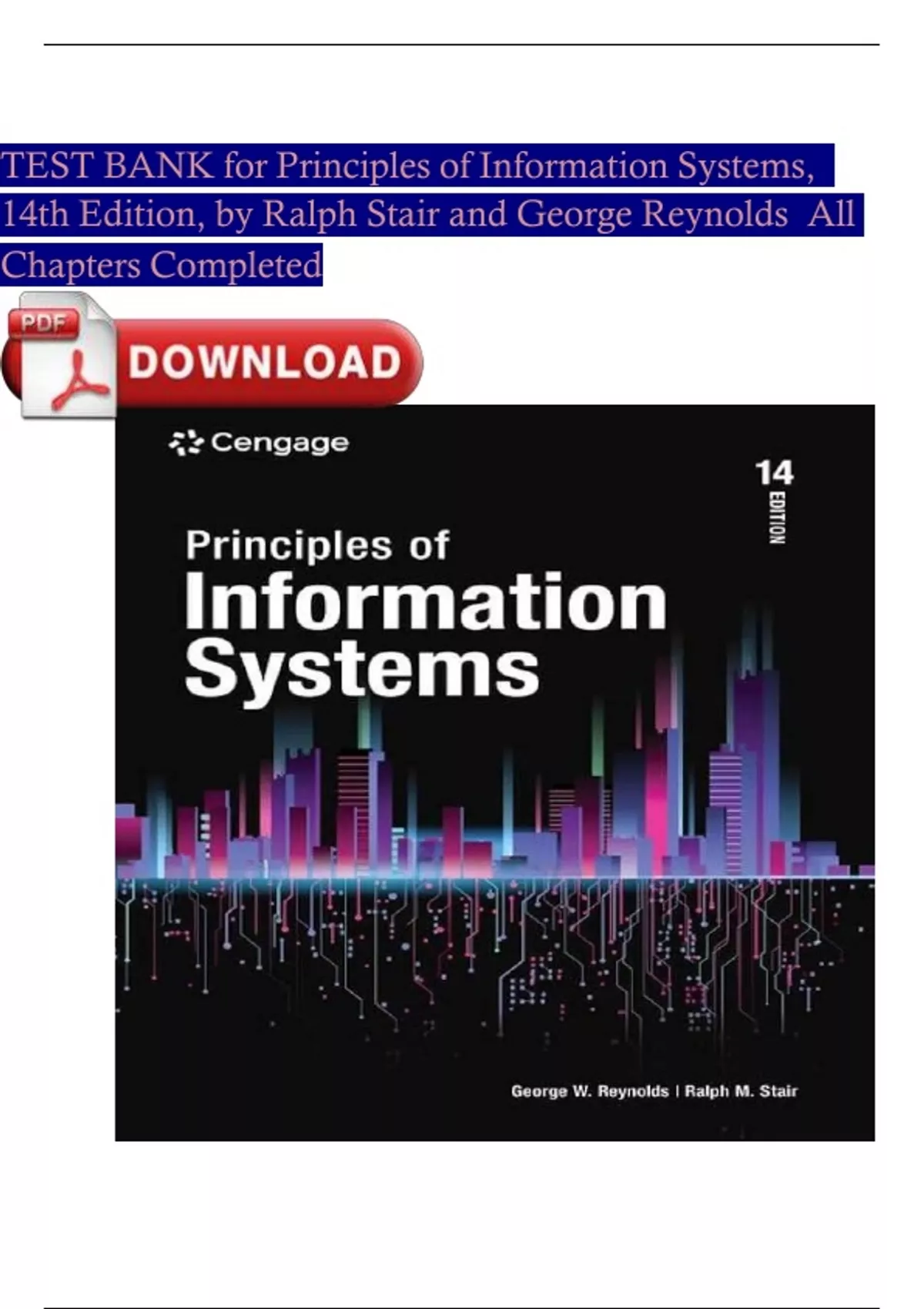 Test Bank For Principles of Information Systems 14th Edition by Ralph ...